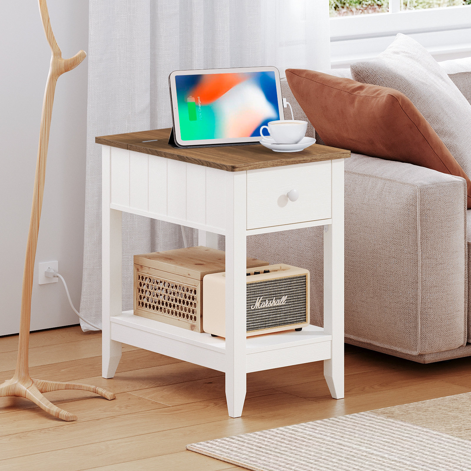 Winston Porter Yoland 23.6'' Tall End Table with Storage and Built-In ...
