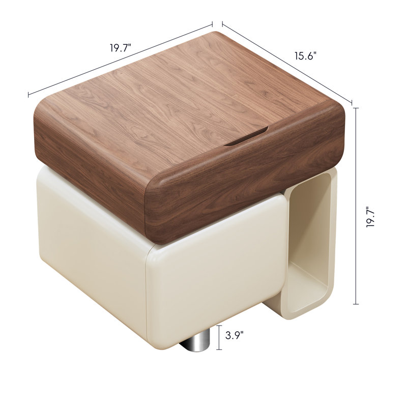 Brayden Studio Modern Wood Nightstand With Walnut Veneer And Stainless ...