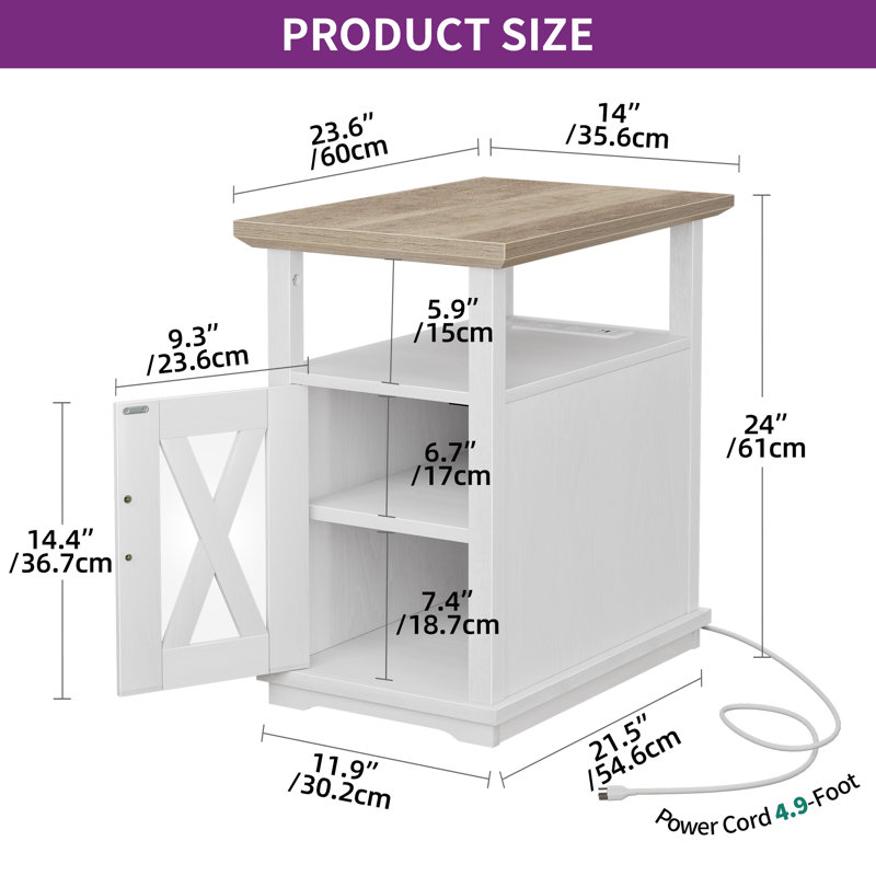 Laurel Foundry Modern Farmhouse® Dotson Farmhouse End Table with Power ...
