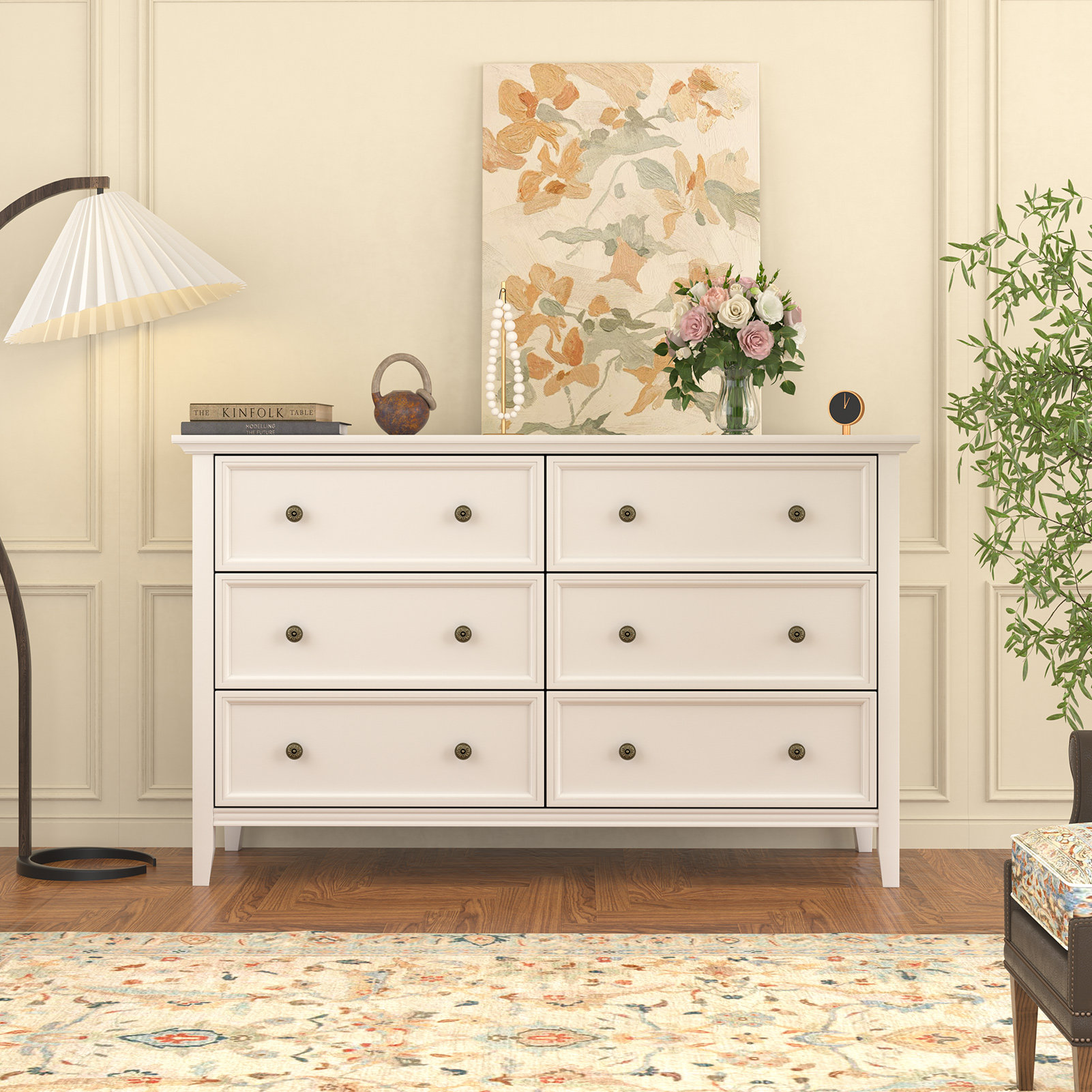 Latitude Run® Vikaram White 6 Drawer Solid Dresser for Bedroom | Wayfair