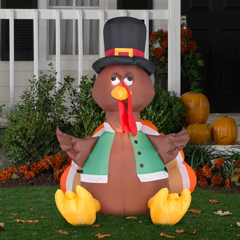 The Holiday Aisle® 4 ft. Inflatable Thanksgiving Turkey & Reviews | Wayfair