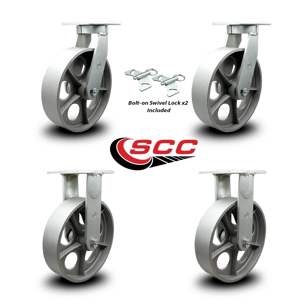 Service Caster Heavy Duty Semi Steel Cast Iron Caster Set 2 Swivel ...