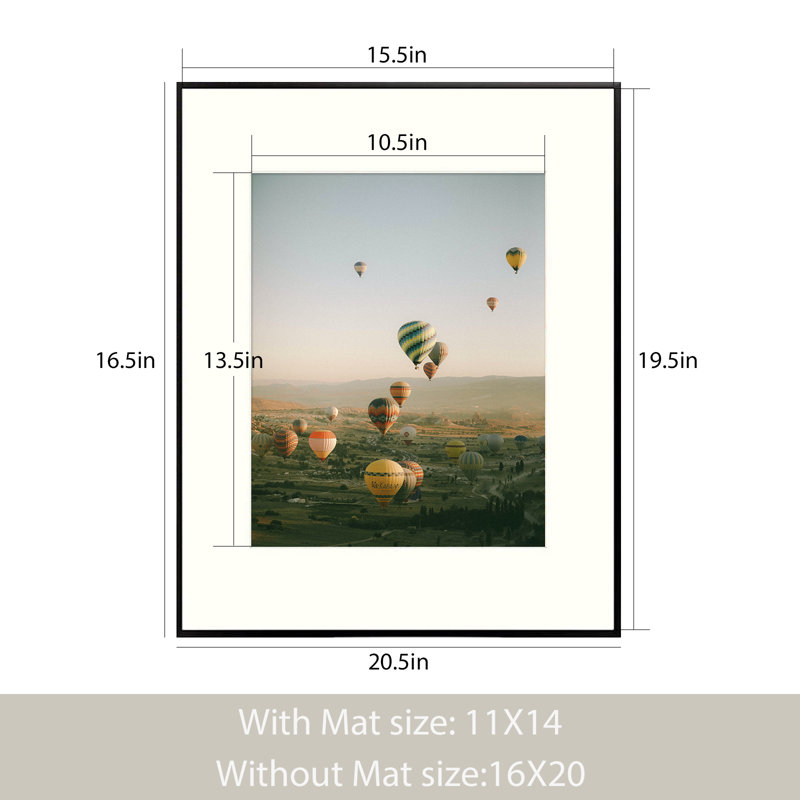 Latitude Run® 16x20 Gallery Picture Frame, Display Poster 11x14 with ...