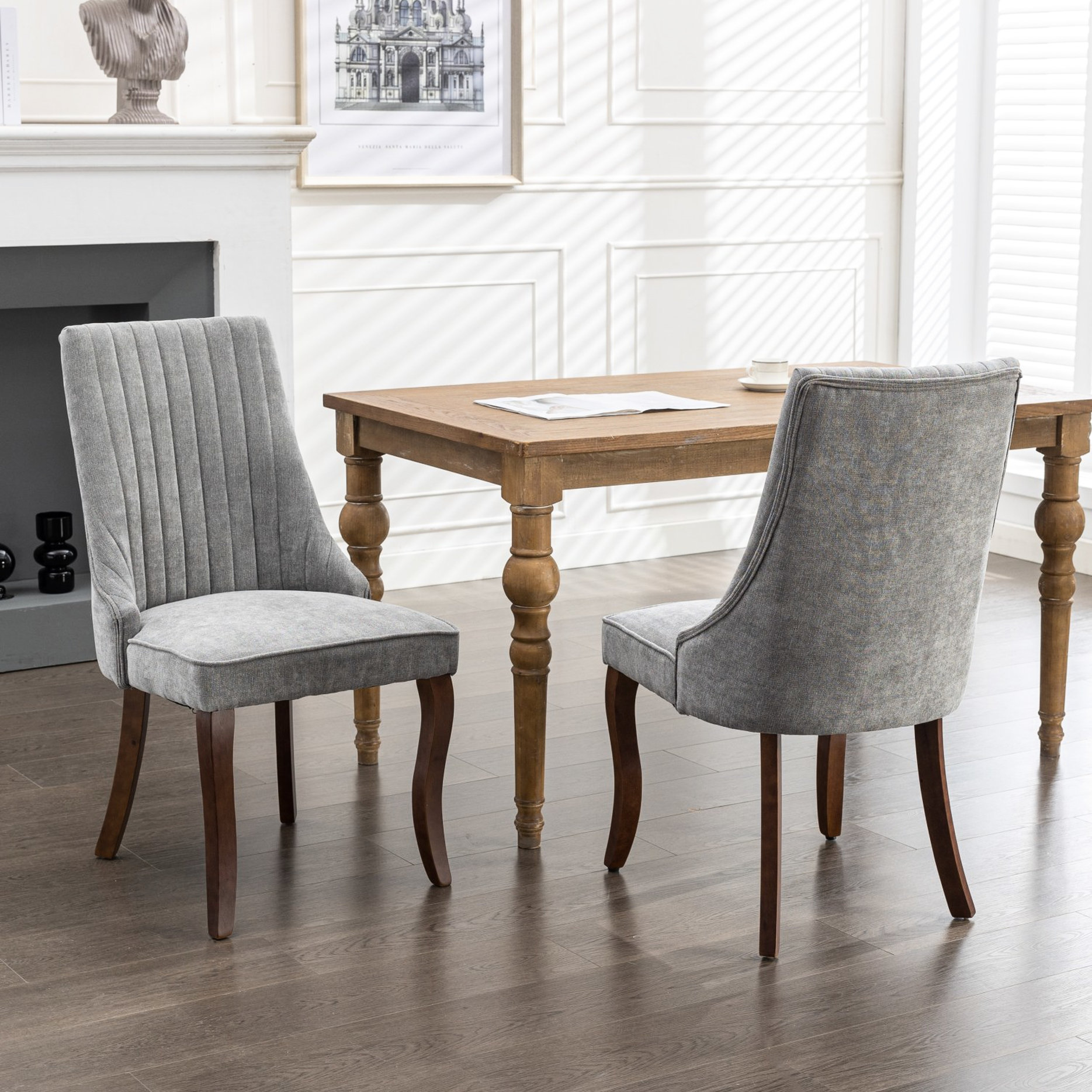 Red Barrel Studio® Blue Rayon Cloth Dining Chair Of 2, American Design ...
