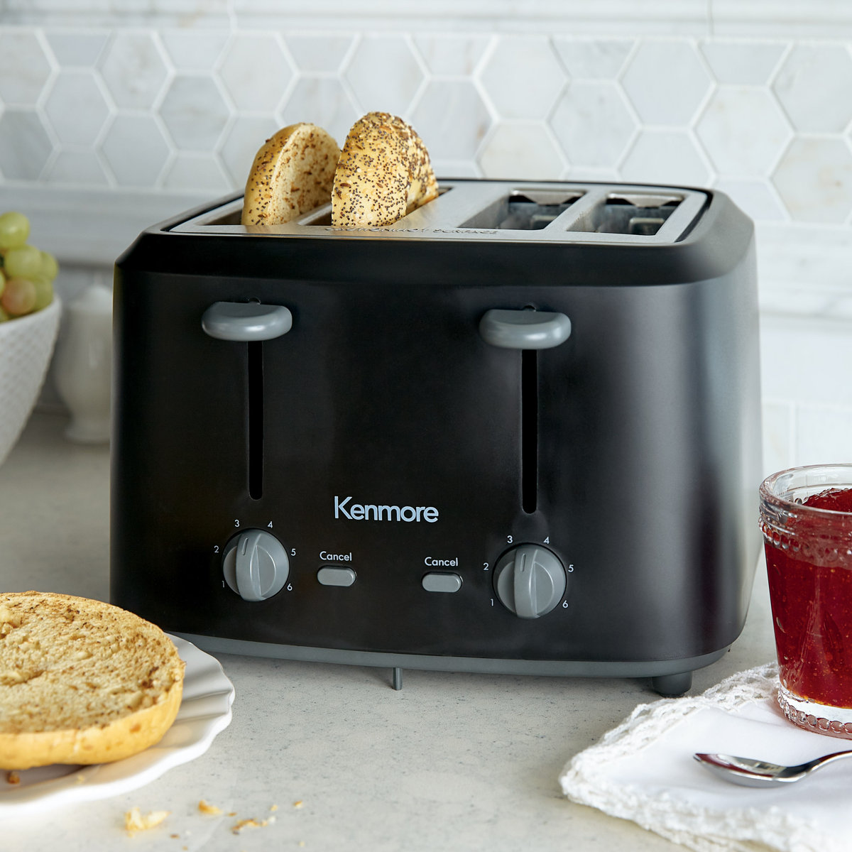 Kenmore 4 Slice Toaster, Matte Black and Gray, Dual Controls & Reviews ...