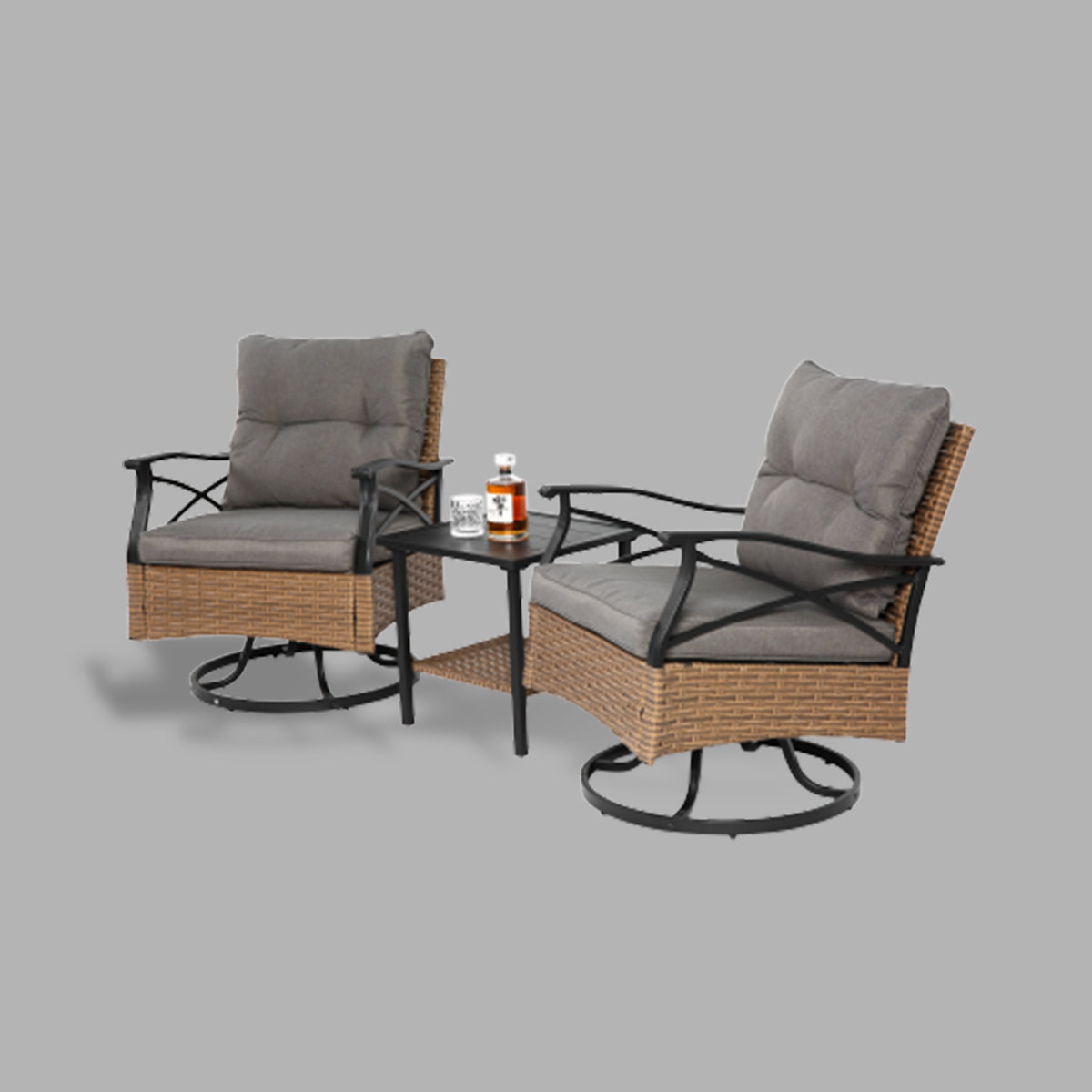 Latitude Run® Outdoor Swivel Rocker Chairs Set 3 Piece - Wayfair Canada