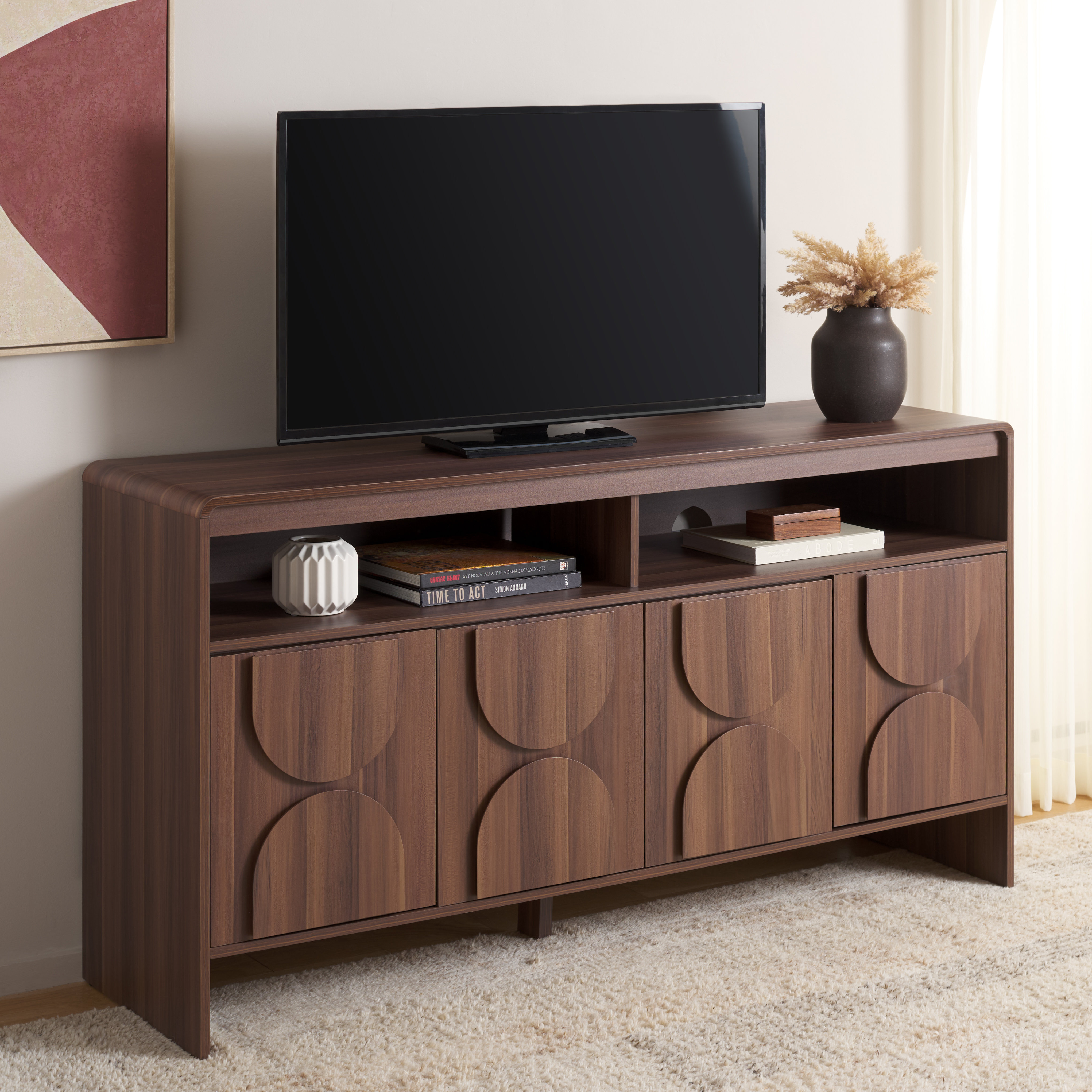 Ivy Bronx Hemby 4 Door 2 Shelf Sideboard/Media Stand | Wayfair