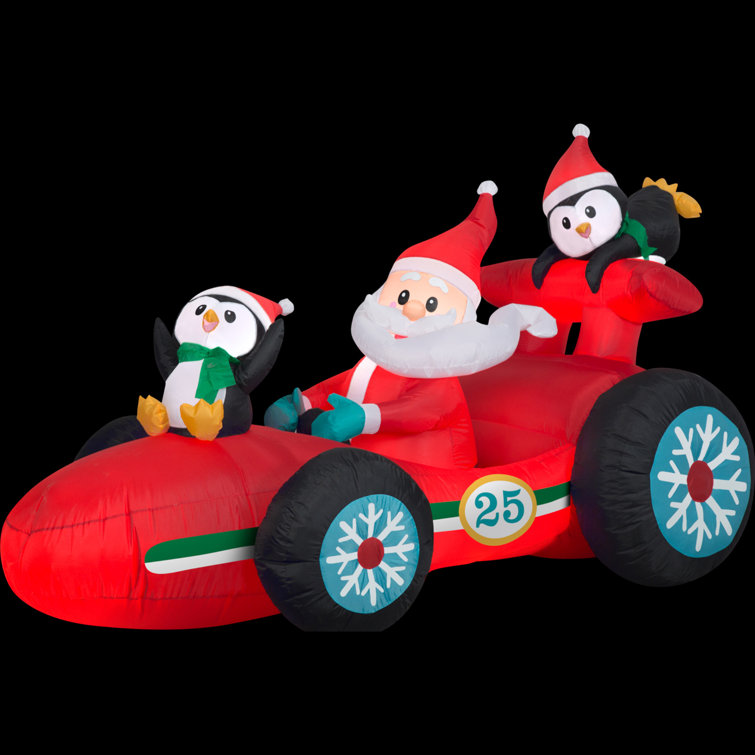 Gemmy Industries Santa in Racecar Scene Inflatable | Wayfair