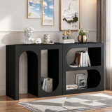 Ivy Bronx Modular Console Table With Rectangular Exterior And Curved ...