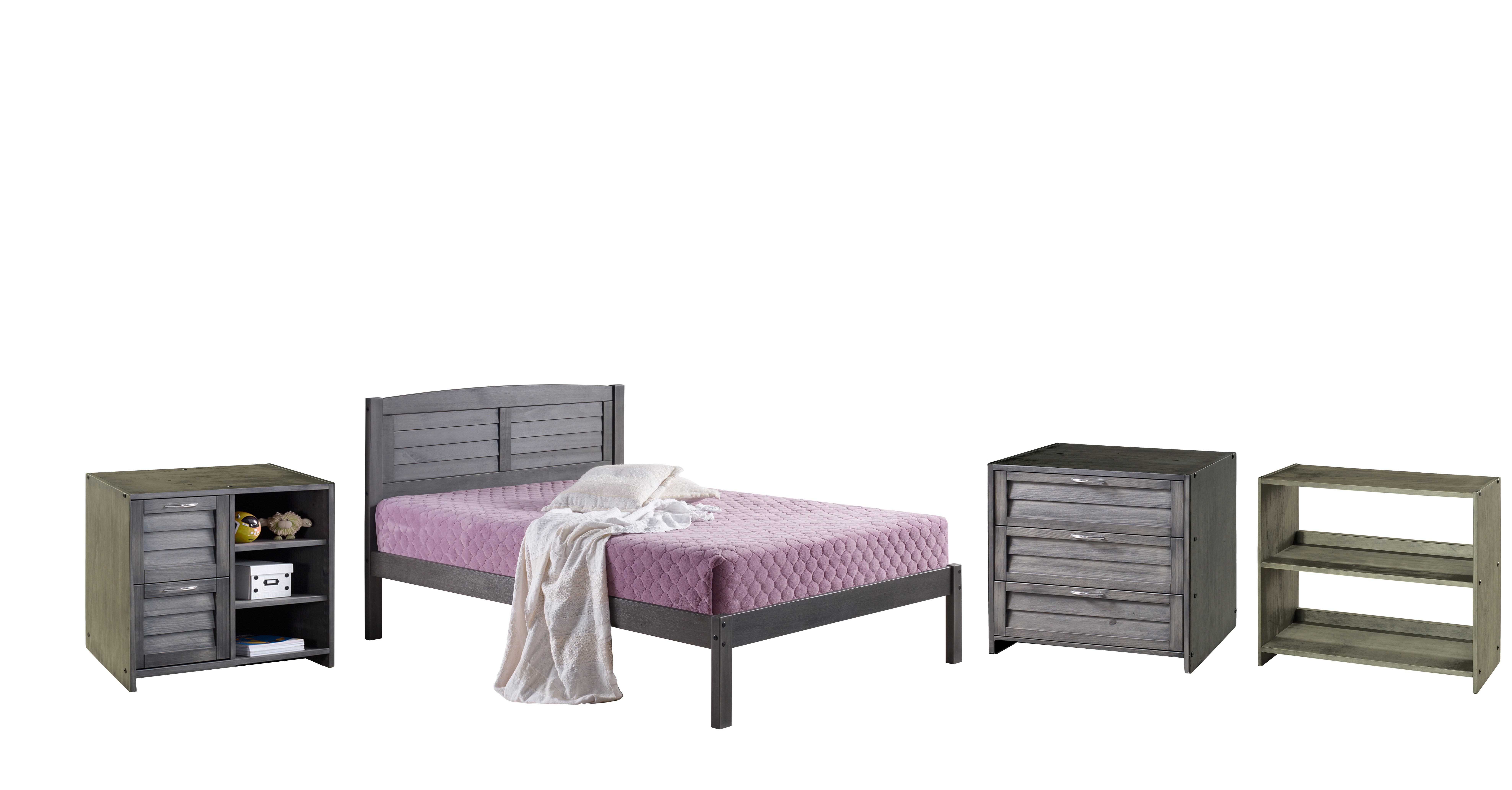 Harriet Bee Terrence Solid Wood Platform Bed with Bookcase and Shelves ...