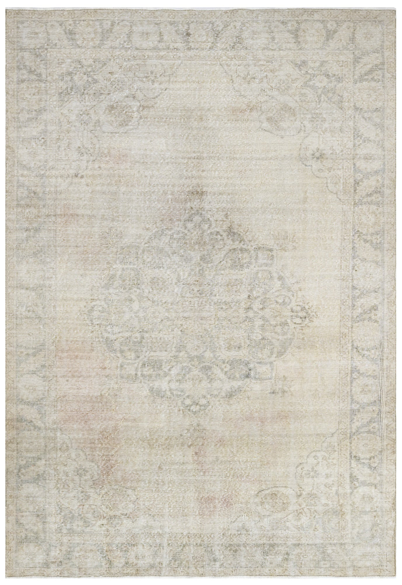 Lofy Vintage Cream Oriental Wool And Cotton Handmade Area Rug 176 X 280 ...