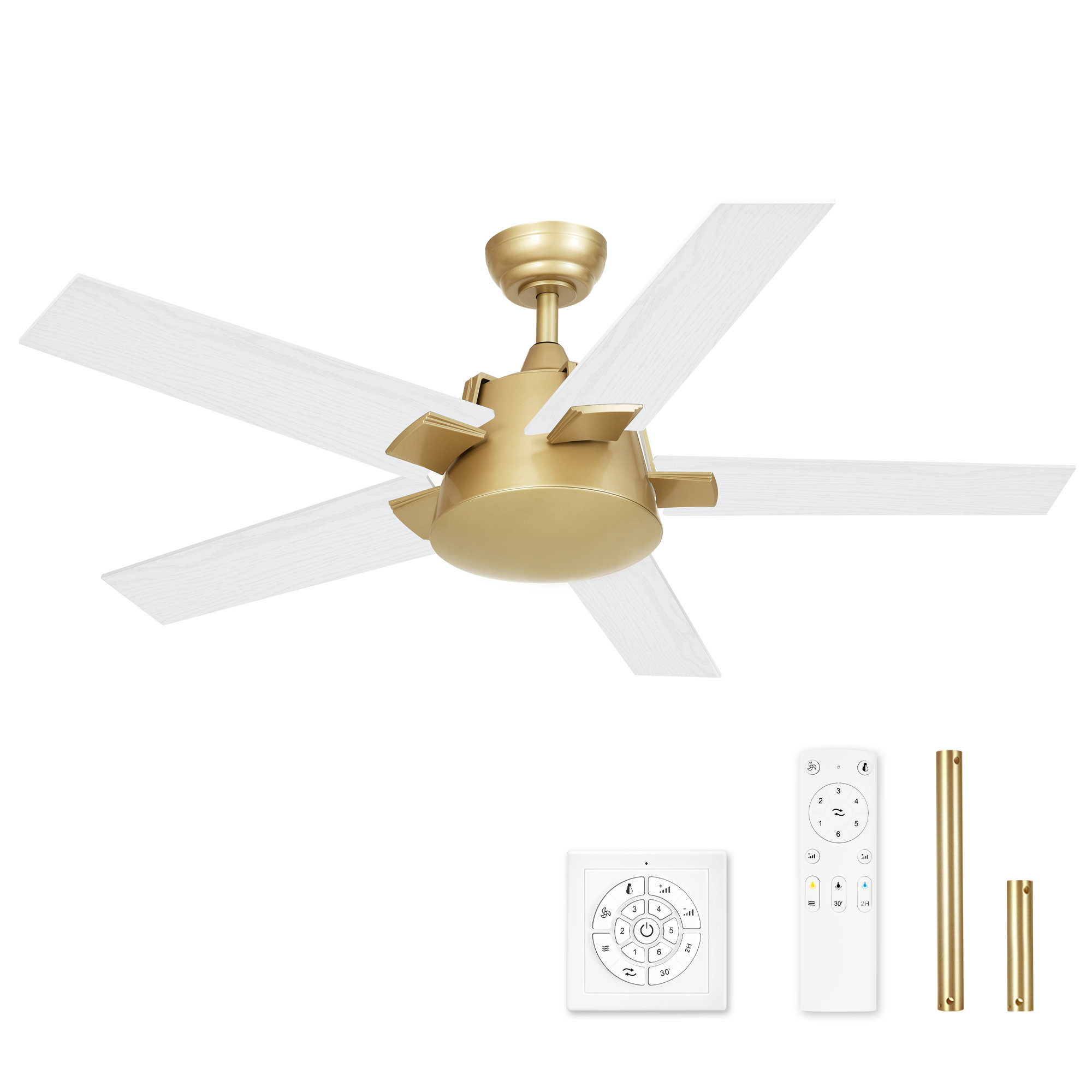 Mercer41 52-Inch Modern Ceiling Fan with 5 Blades, Dual Control, and ...