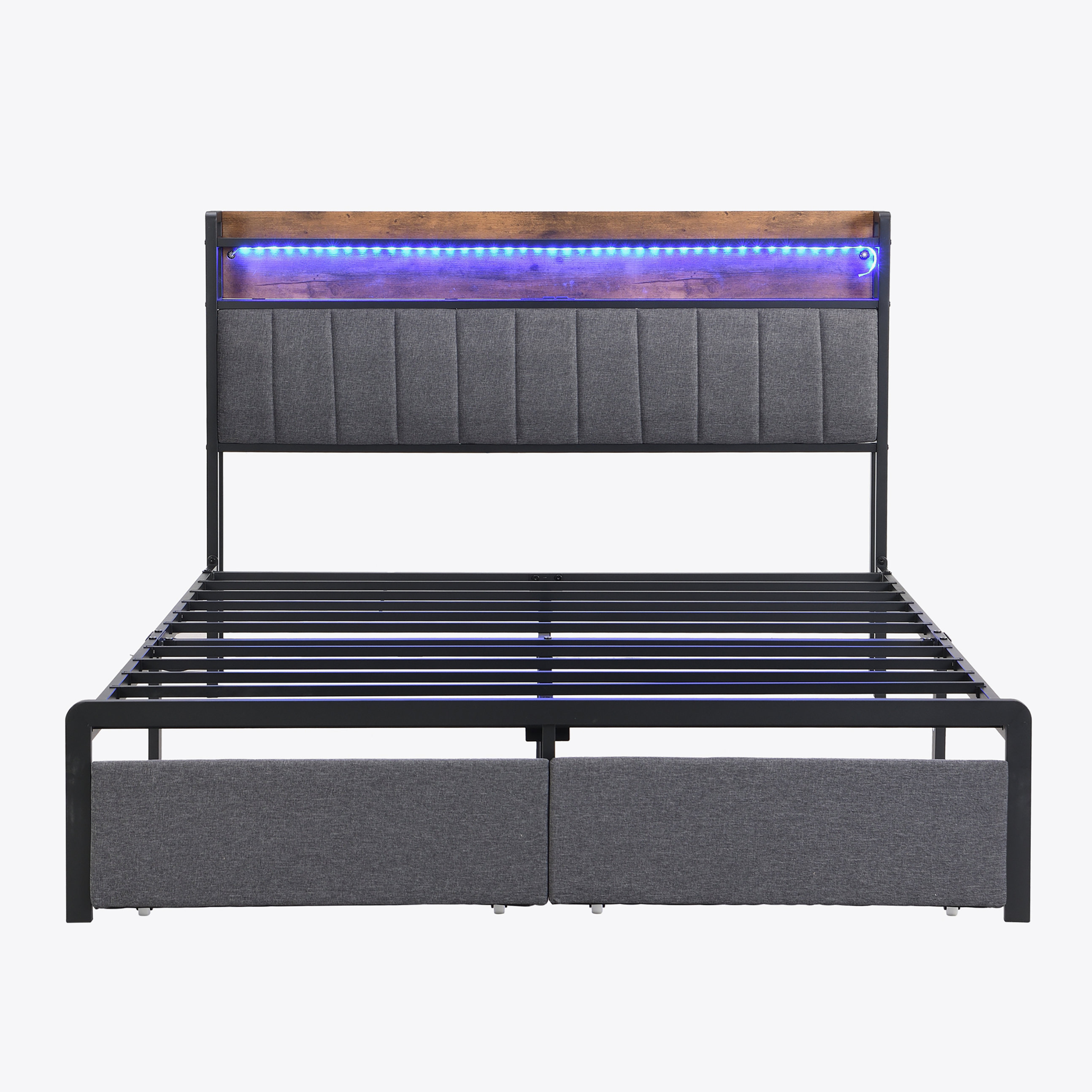 House of Hampton® Queen Bed Frames with Storage Headboard and Drawers ...