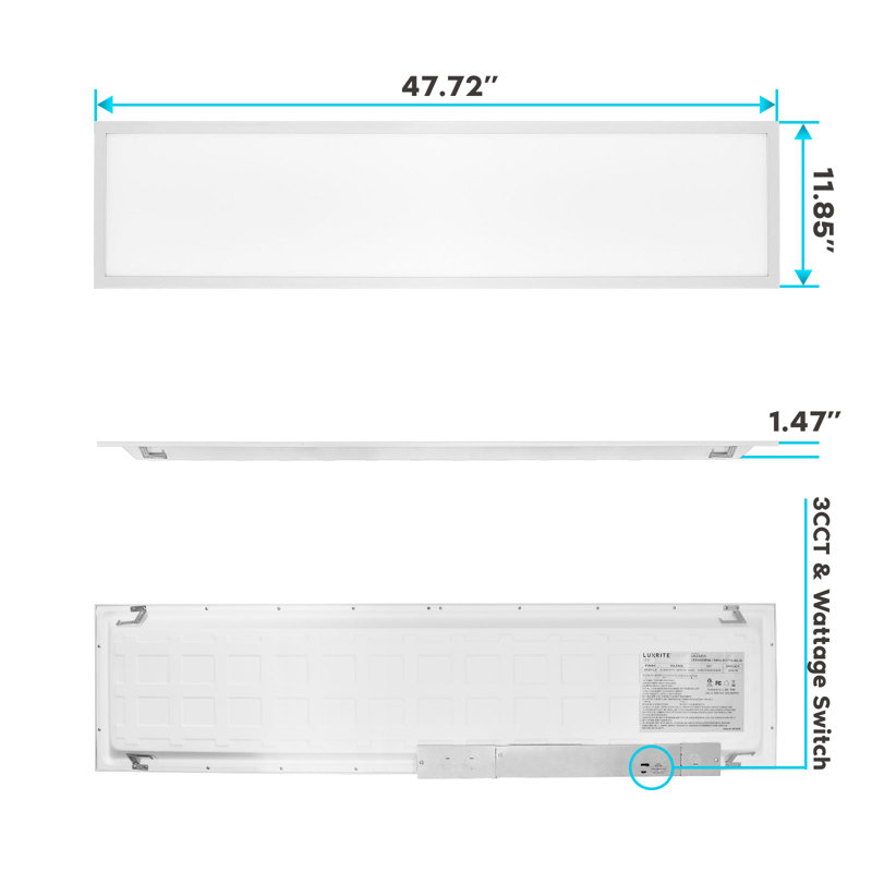 Luxrite 4' x 1' Selectable CCT Dimmable LED Flat Panel Light | Wayfair