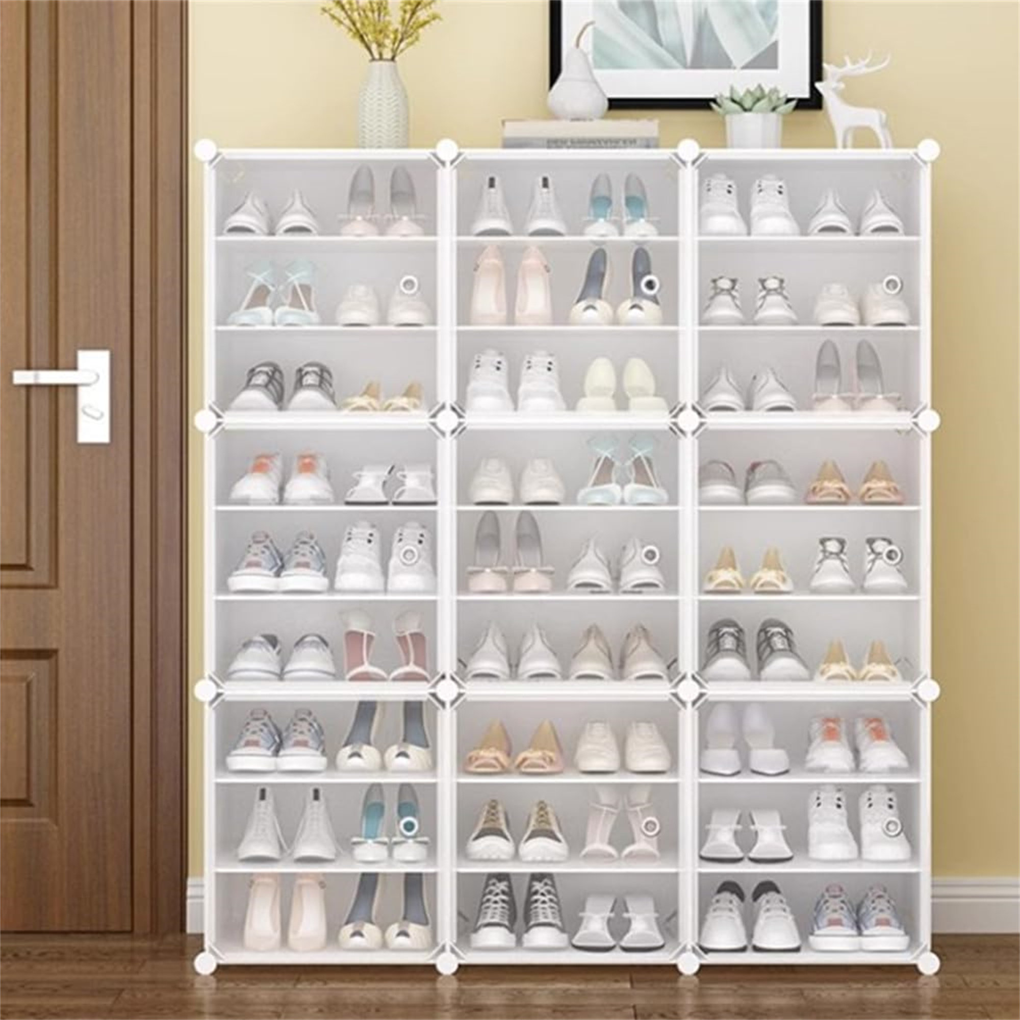 Rebrilliant Portable Shoe Rack Organizer With Door, 96 Pairs Of Shoes ...