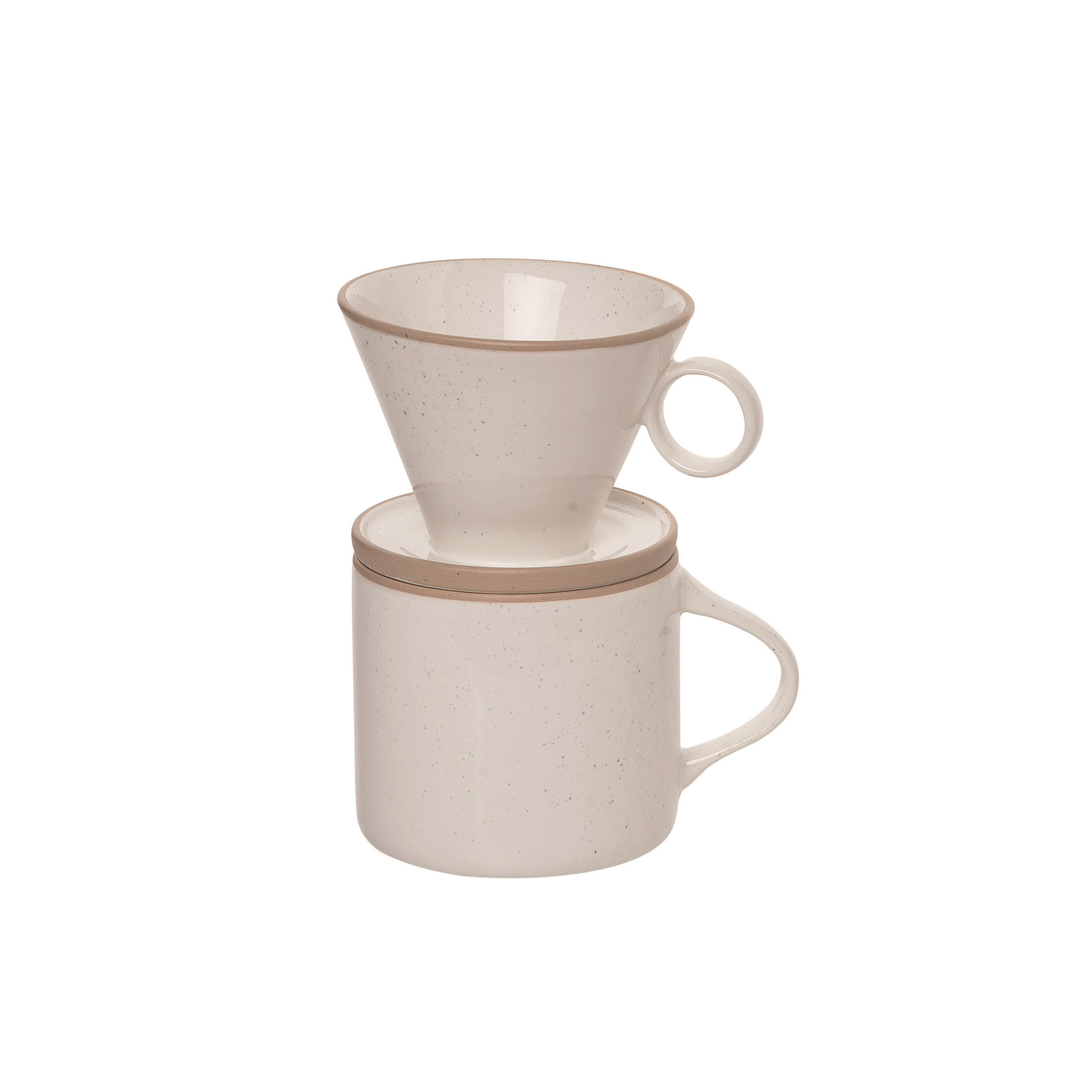Ebern Designs VIP Stoneware 8 in. White Pour Over Coffee Drip Mug Set ...