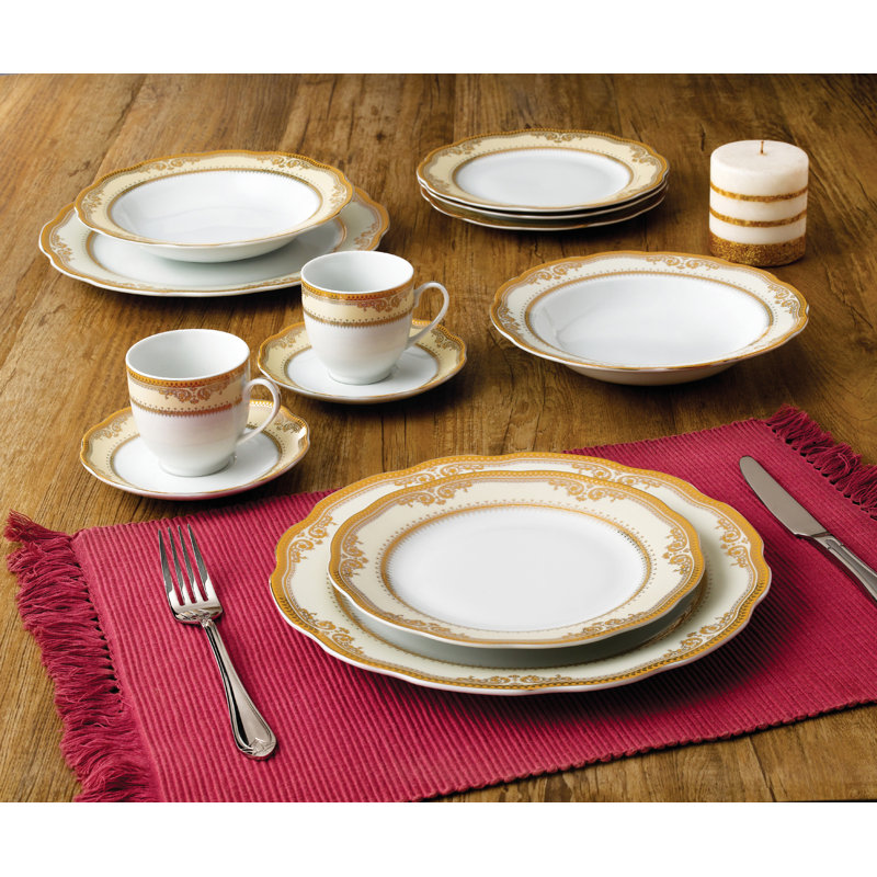 Lorren Home Trends Porcelain China Dinnerware Set - Service for 4 ...