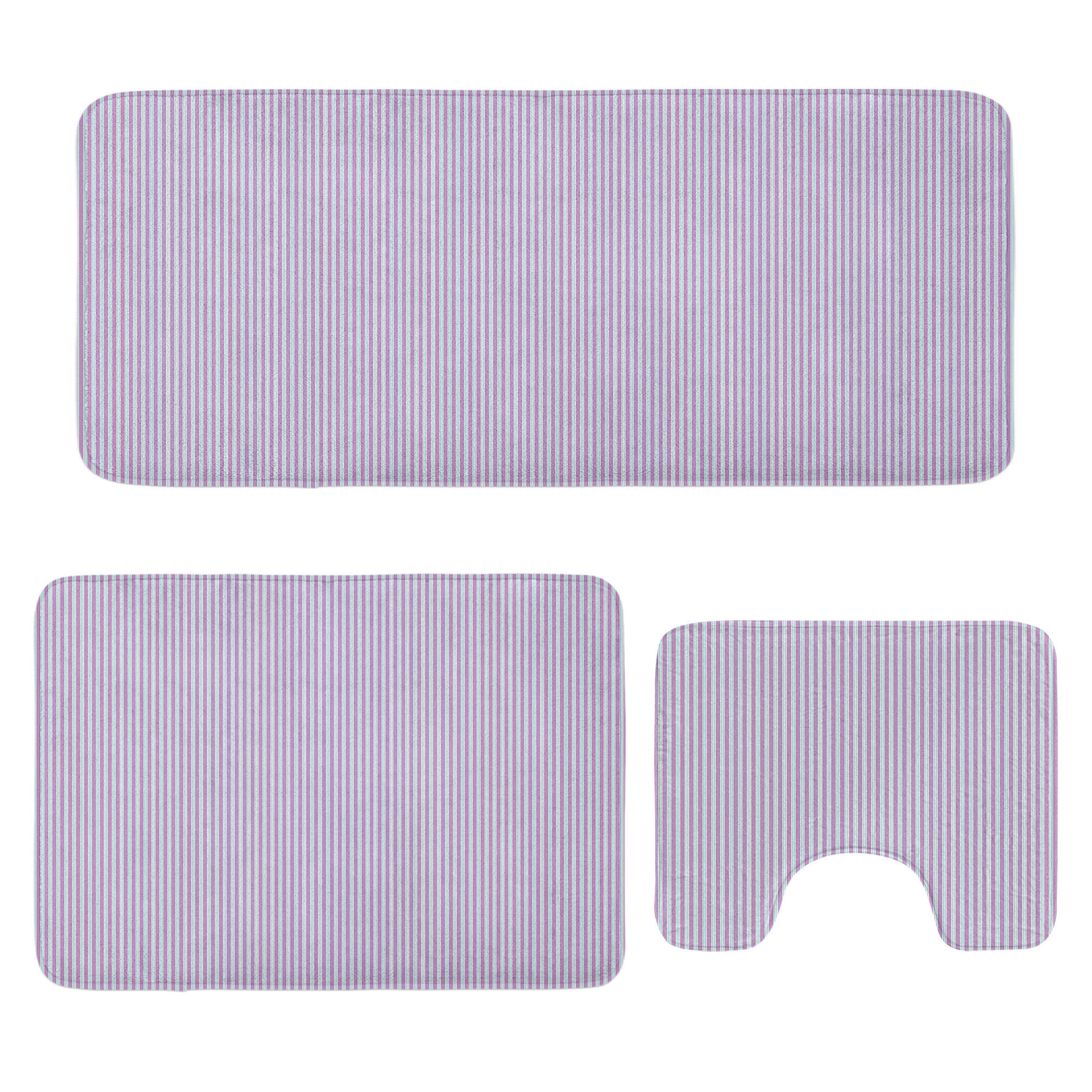 Dakota Fields Pinstripe Bathroom Rug Set 3 Pieces U-Shape & Rectangle ...