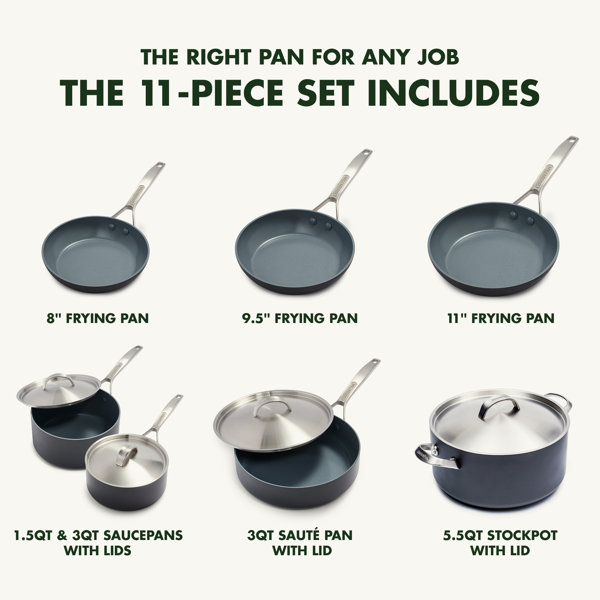 GreenPan Paris Healthy Ceramic Nonstick 11 Piece Cookware Set & Reviews ...