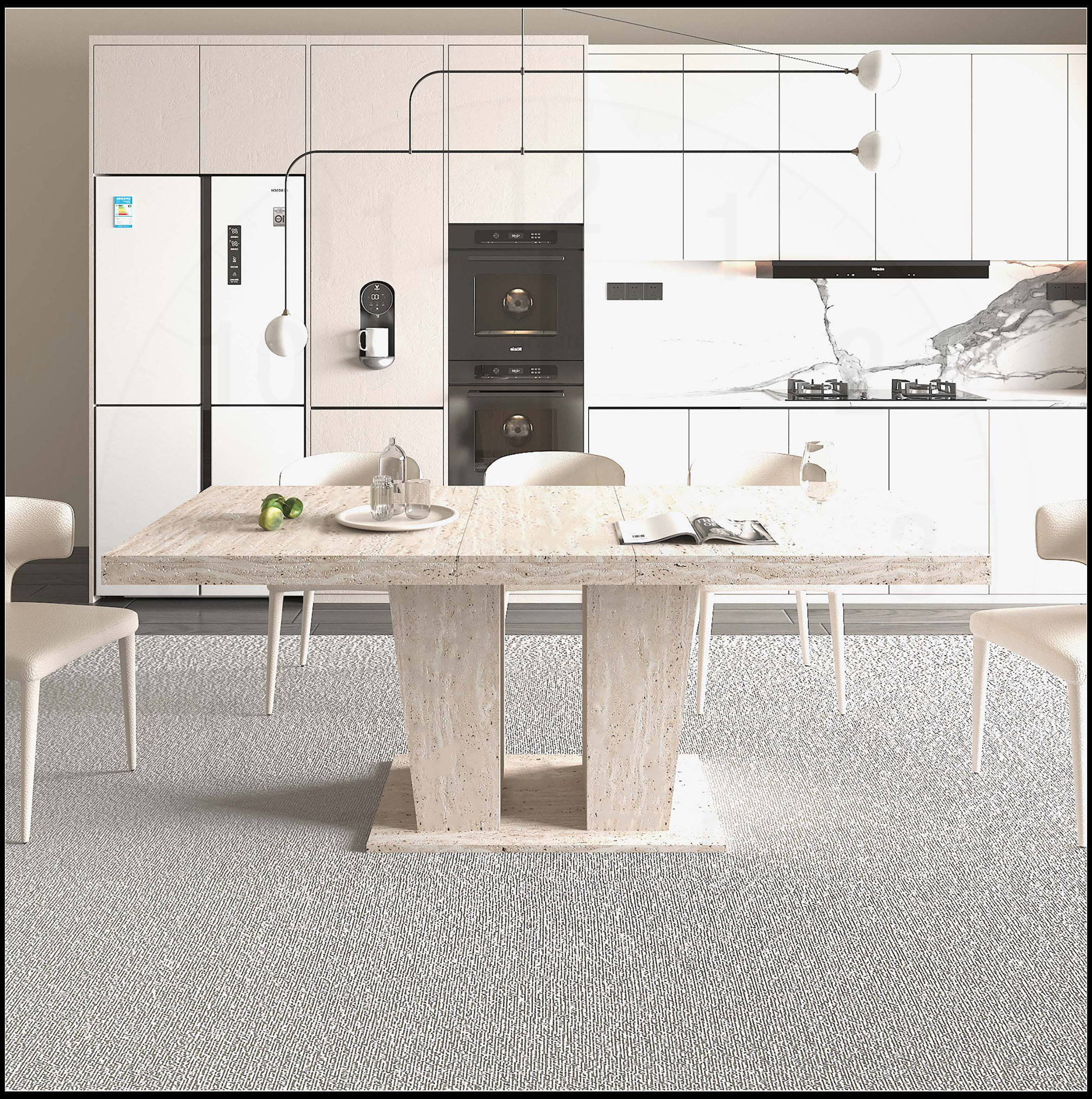 Ivy Bronx Extendable Dining Room Table for 6-10, Modern White Faux ...