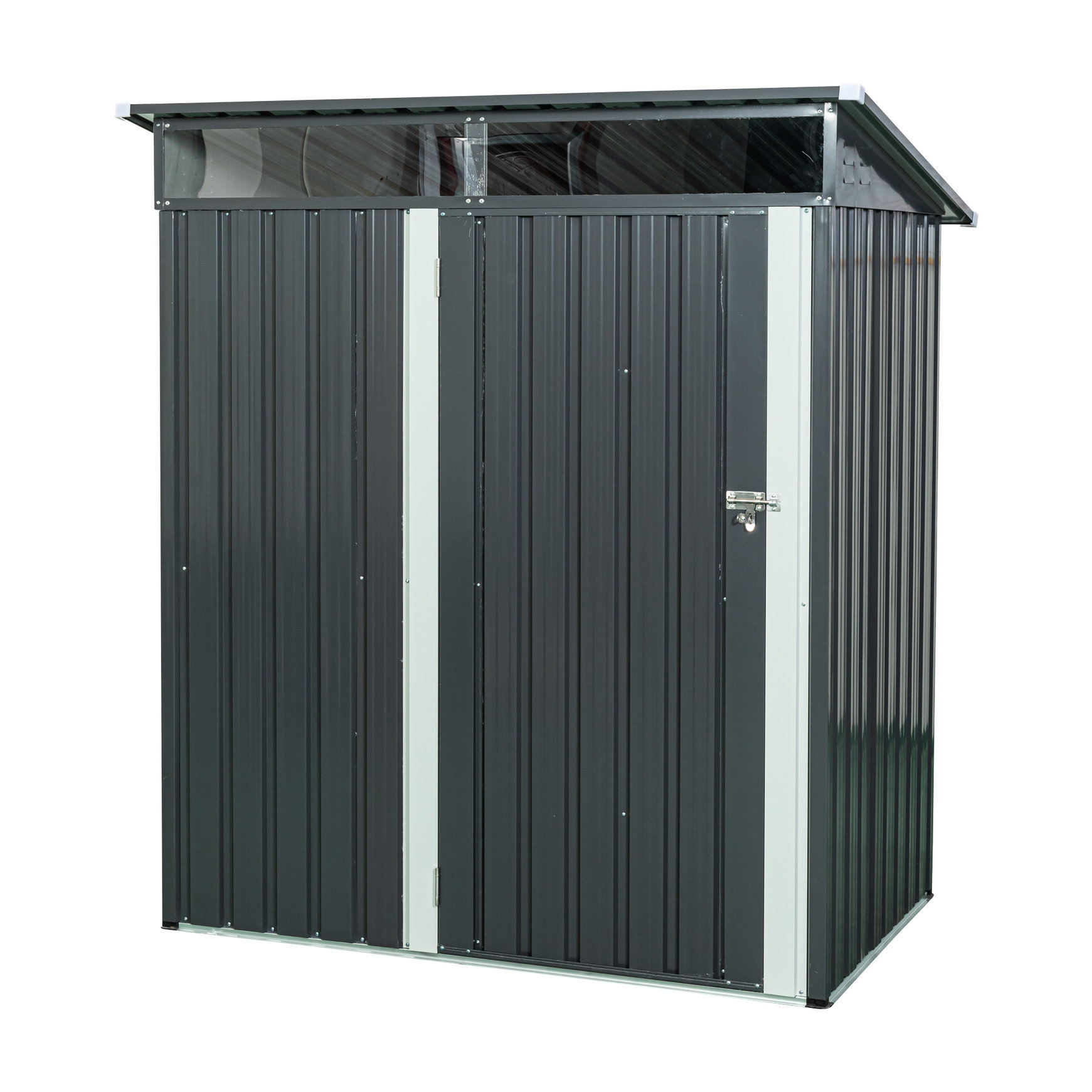 fengshu Gray 5ft X 3ft Outdoor Metal Storage Shed, Galvanized Iron ...
