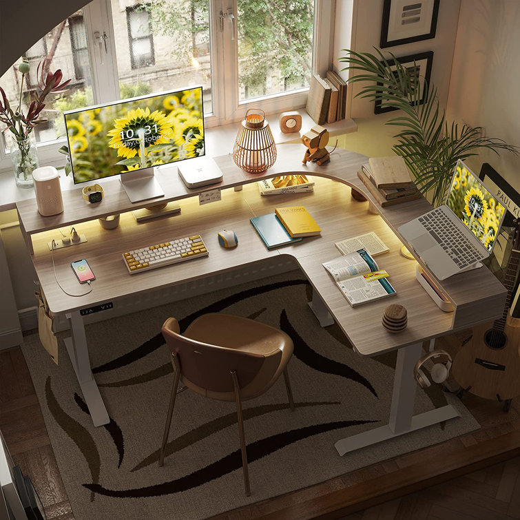 FEZIBO Adjustable L-Shaped Metal Base Writing Desk & Reviews - Wayfair ...