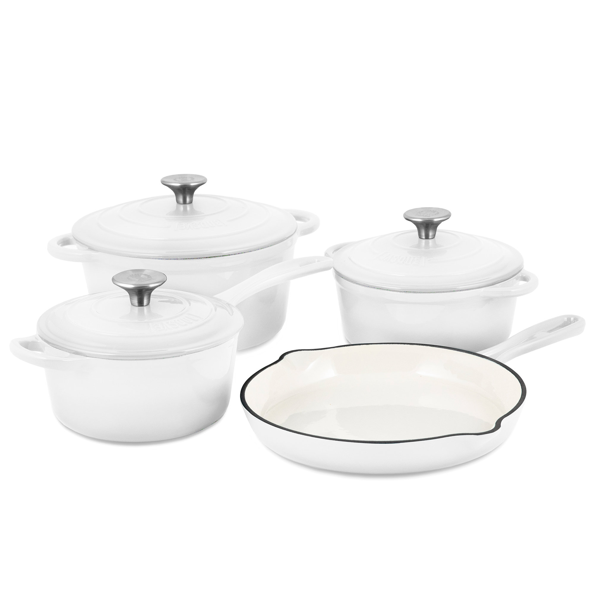 Basque Enameled Cast Iron Cookware Set, 7-piece Set, Nonstick ...
