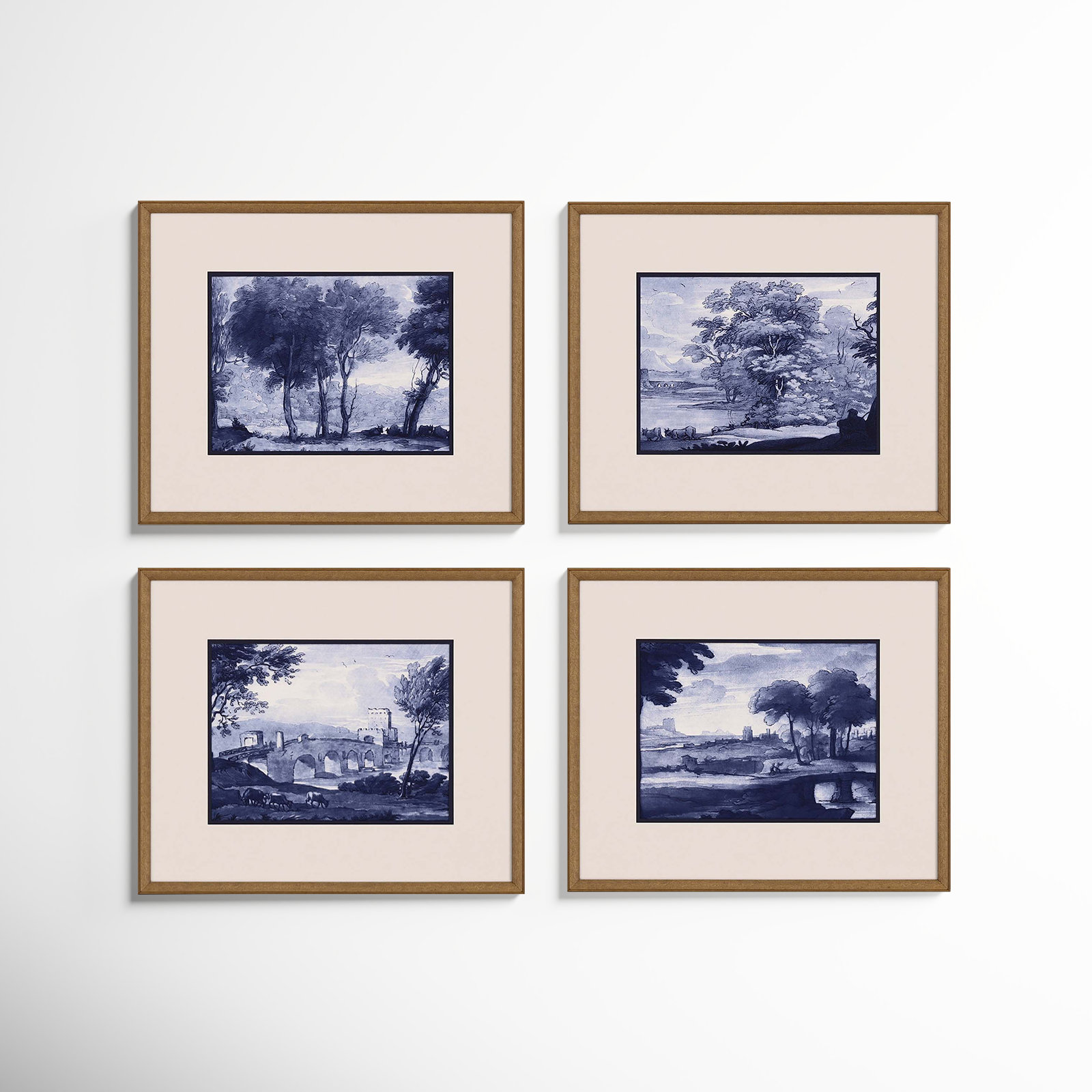 Birch Lane™ 'Pastoral Toile' 4 Piece Framed Print Set | Birch Lane