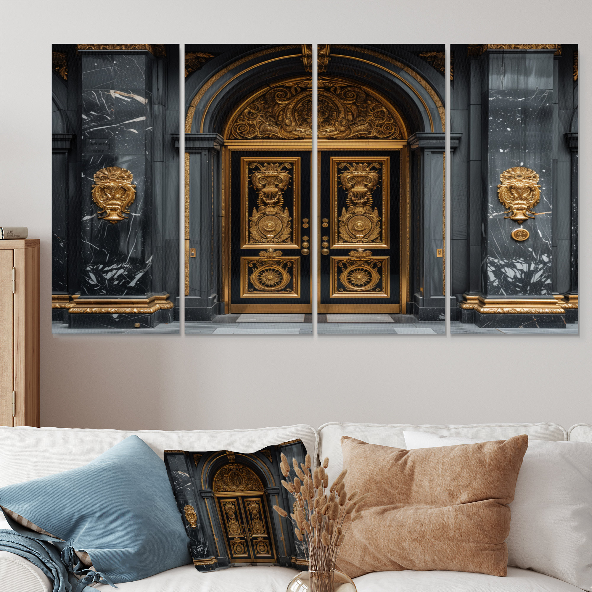 Lark Manor™ Gold Banks Gilded Doors II - Banks Canvas Wall Art Set ...