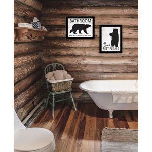 Millwood Pines "Bear Feet/Bear Bottoms Welcomed Here!" Framed Wall Art ...