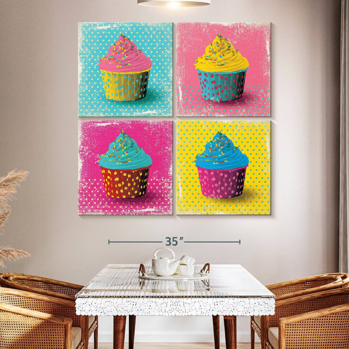 Ebern Designs Yarlin Polka Dot Cupcakes | Wayfair