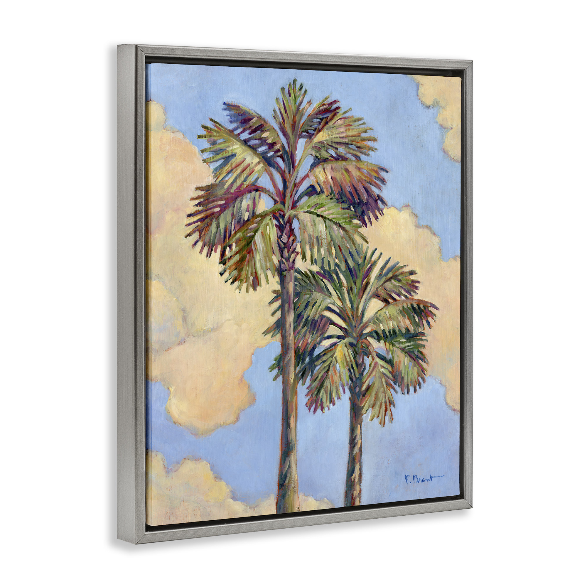 Bay Isle Home™ Two Palm Trees & Clouds Floater Canvas Wall Art by Paul ...
