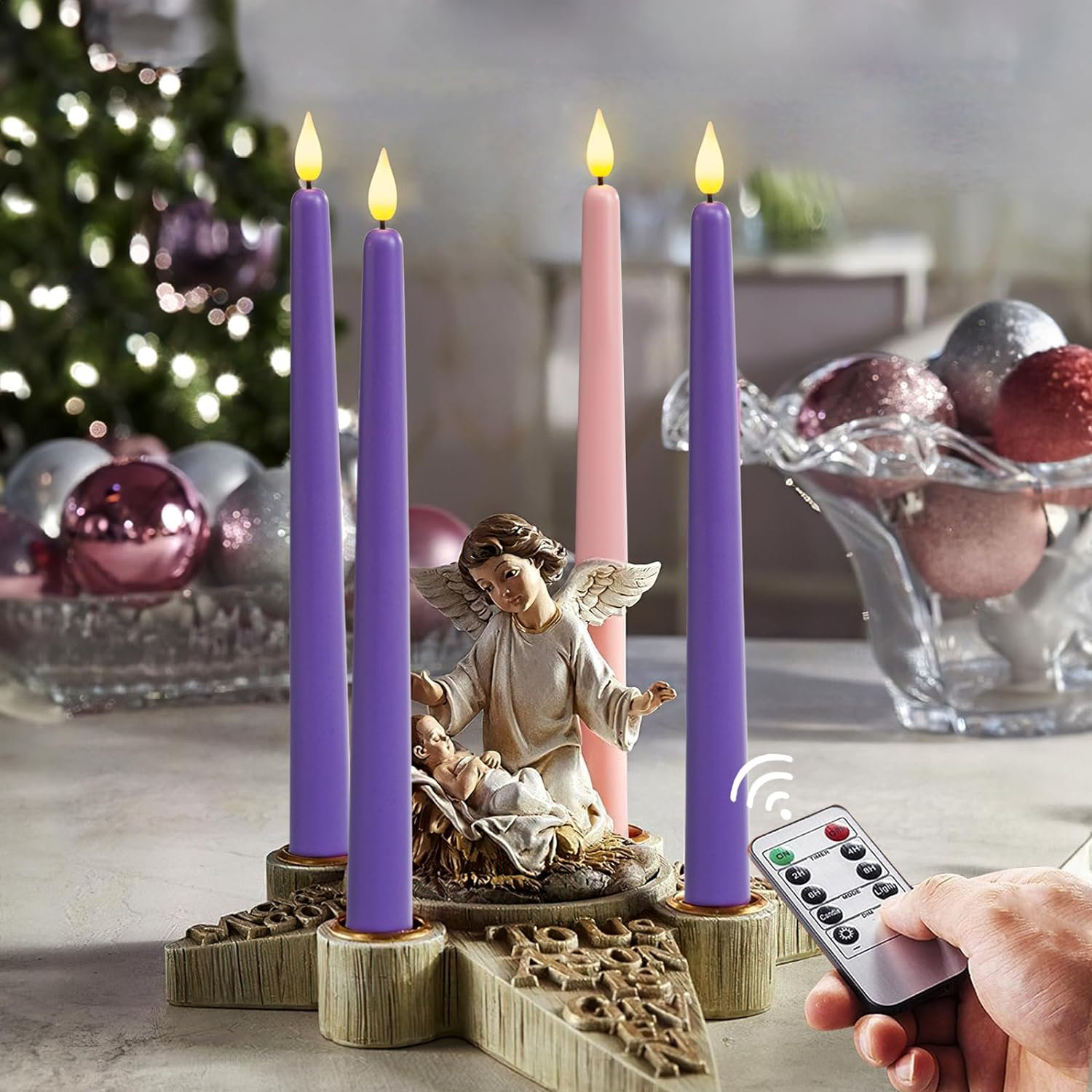The Holiday Aisle® Battery-operated Led Flickering Advent Candles, Set ...