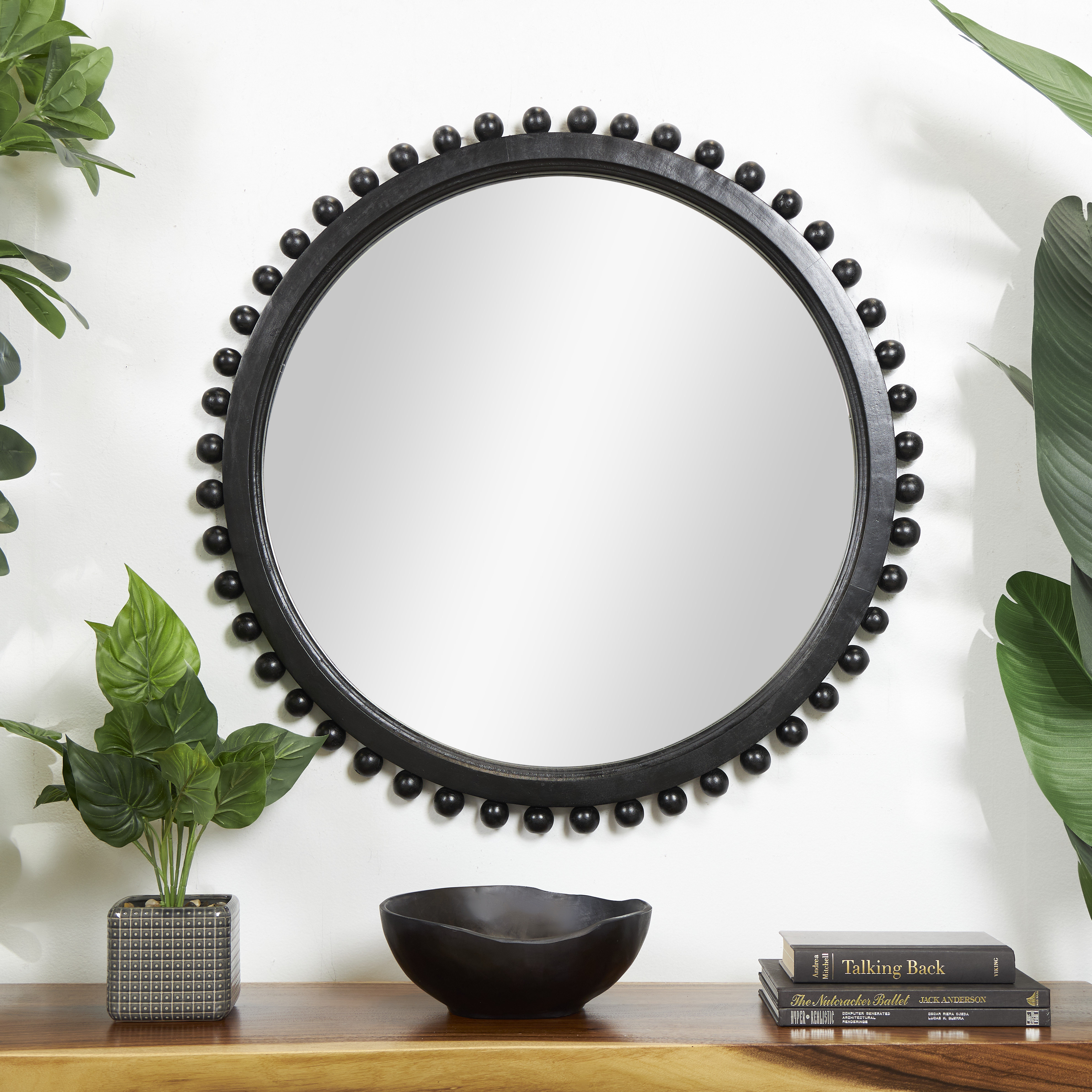 Langley Street Lizabeta Solid Wood Circle Wall Mirror | Wayfair