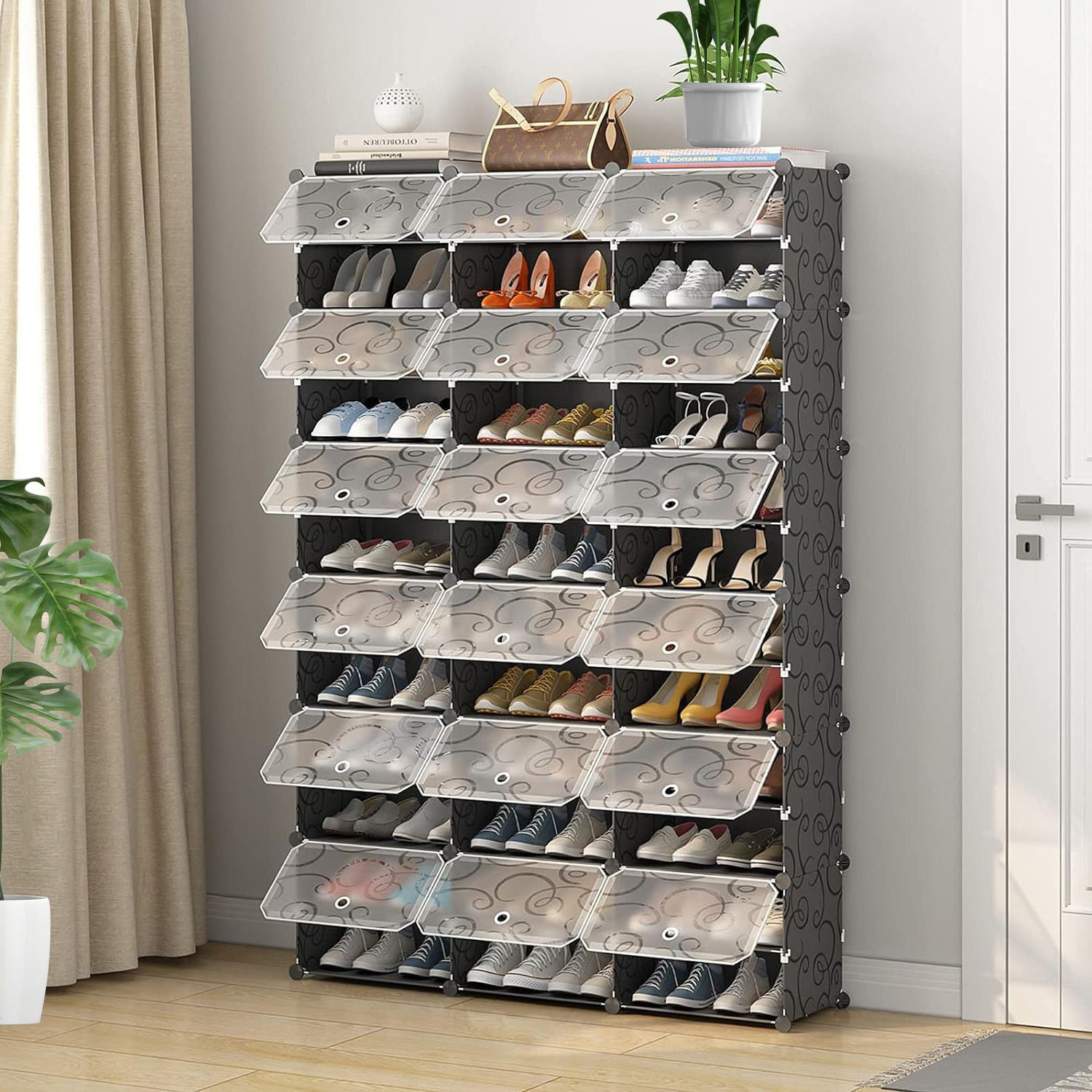 Rebrilliant Portable Shoe Rack Organizer 72 Pair Tower Shelf Storage ...