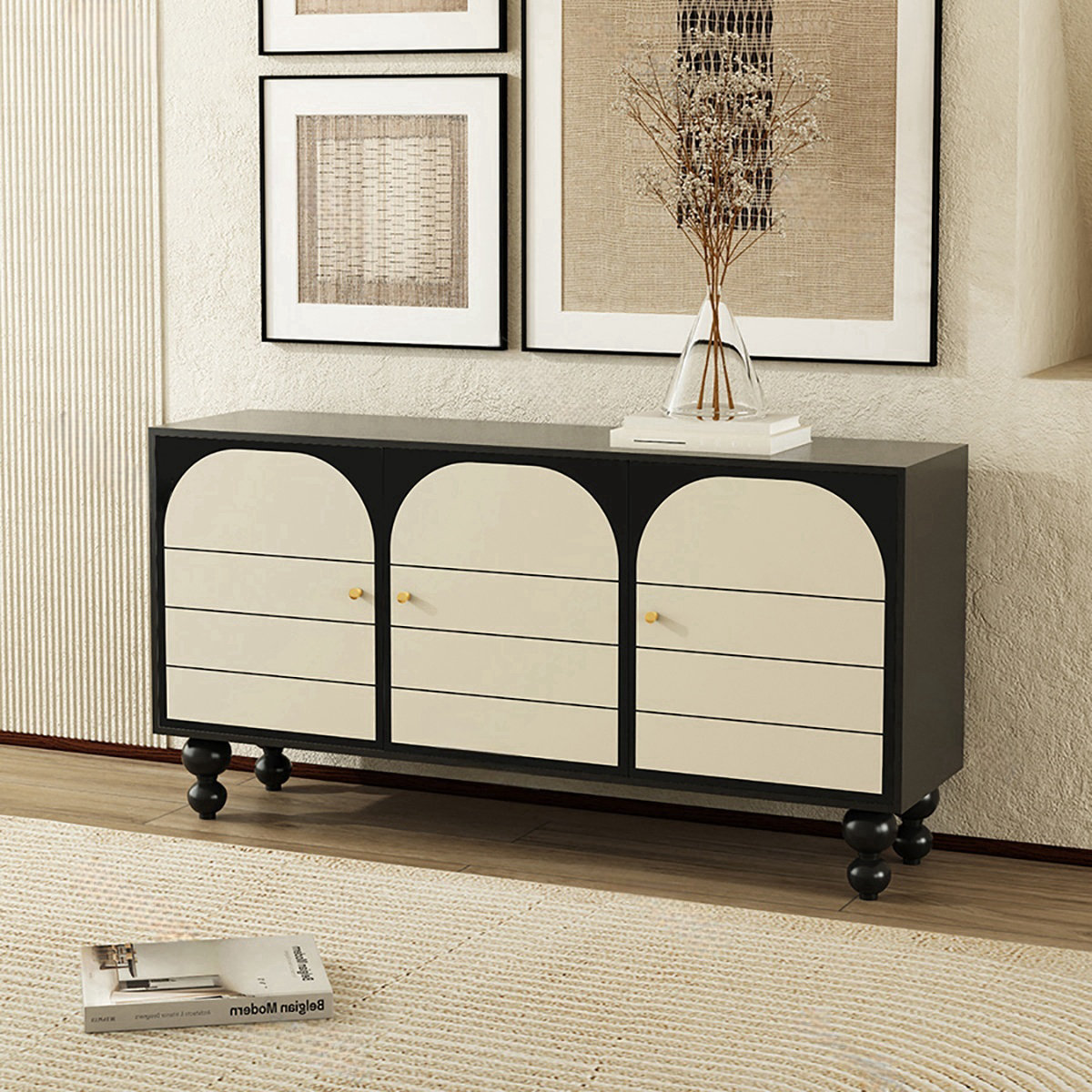 Morpho Nest Creations Nordic cream style simple sideboard cabinet ...