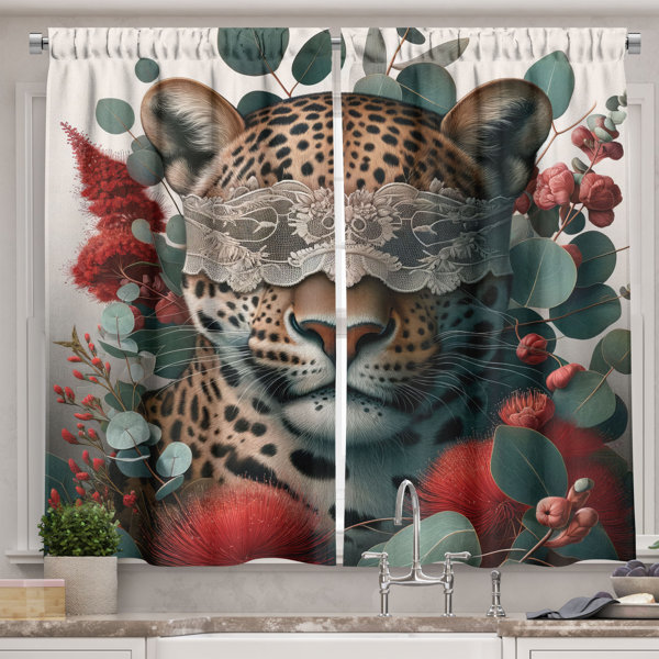 Ambesonne Leopard 55'' W Kitchen Curtain | Wayfair