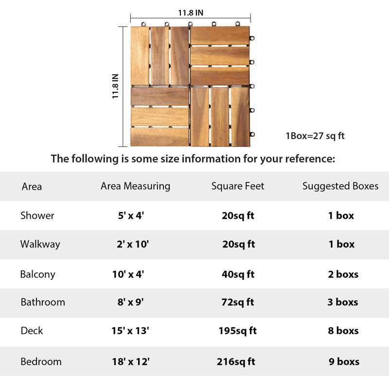 OC Orange-Casual Brown 12" x 12" Wood Interlocking Deck Tile | Wayfair