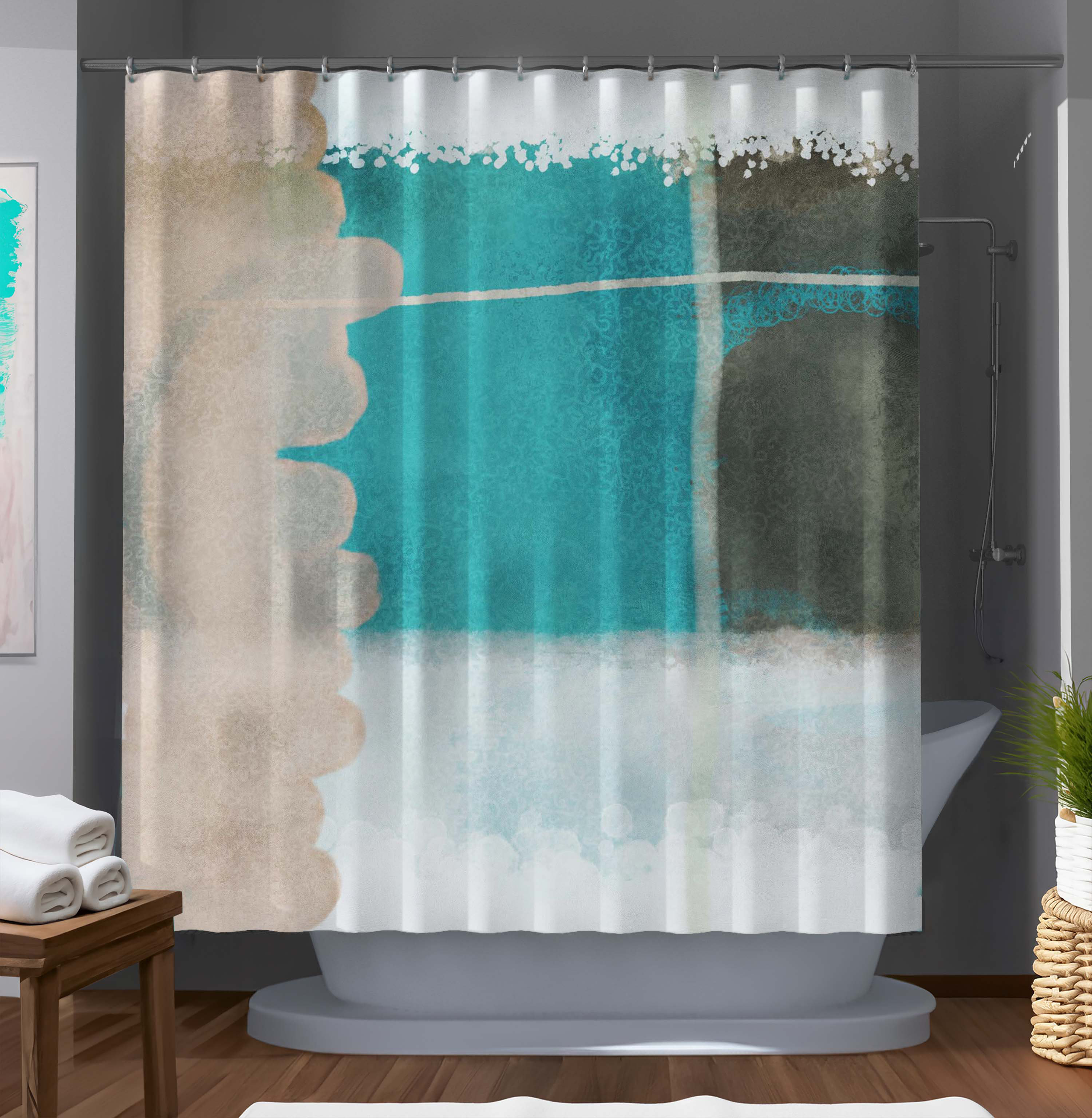 East Urban Home Ashwyn Abstract Shower Curtain | Wayfair