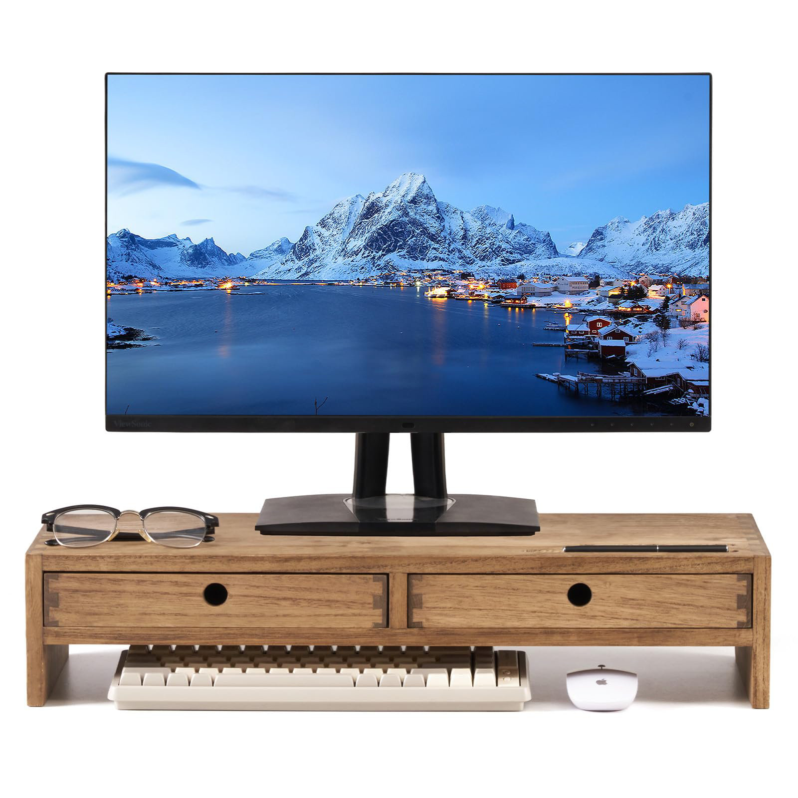 Foundry Select Wood Monitor Stand with 2 Drawers - Wayfair Canada