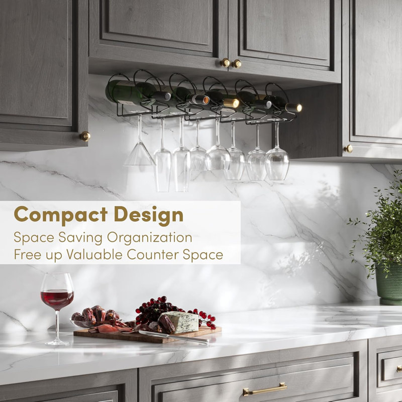 Mint Pantry® Under Cabinet Wine Rack With Glass Hanger (Set Of 5) | Wayfair