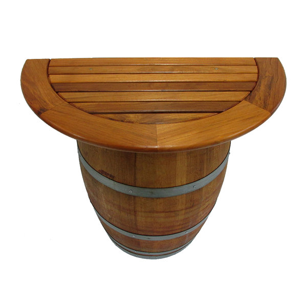 MGP Split Wine Barrel Stand With Teak Wood Table Top, 36"W X 36"H X 13 ...