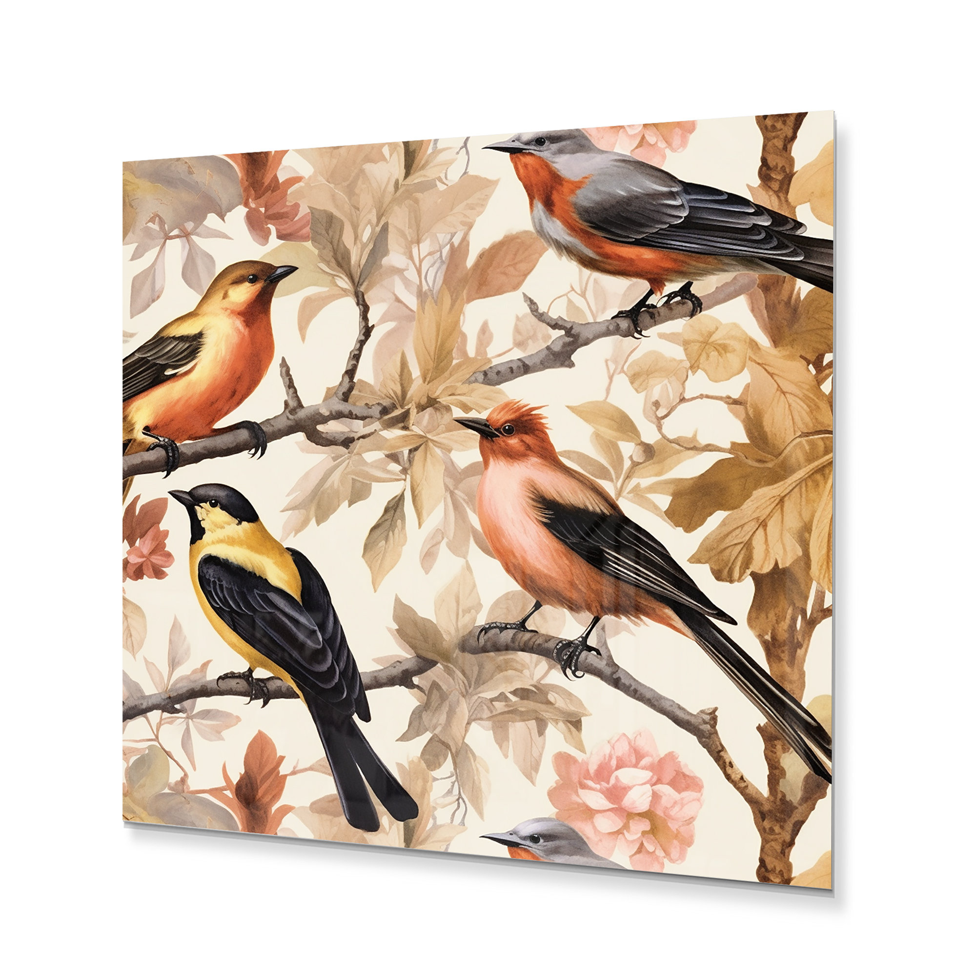 Winston Porter Yellow Black Birds on Trees - Animals Metal Wall Decor ...