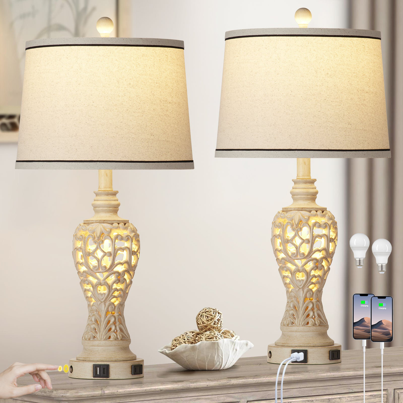 Cinkeda Retro Hollow-Style Night Light & Table Lamp | Wayfair