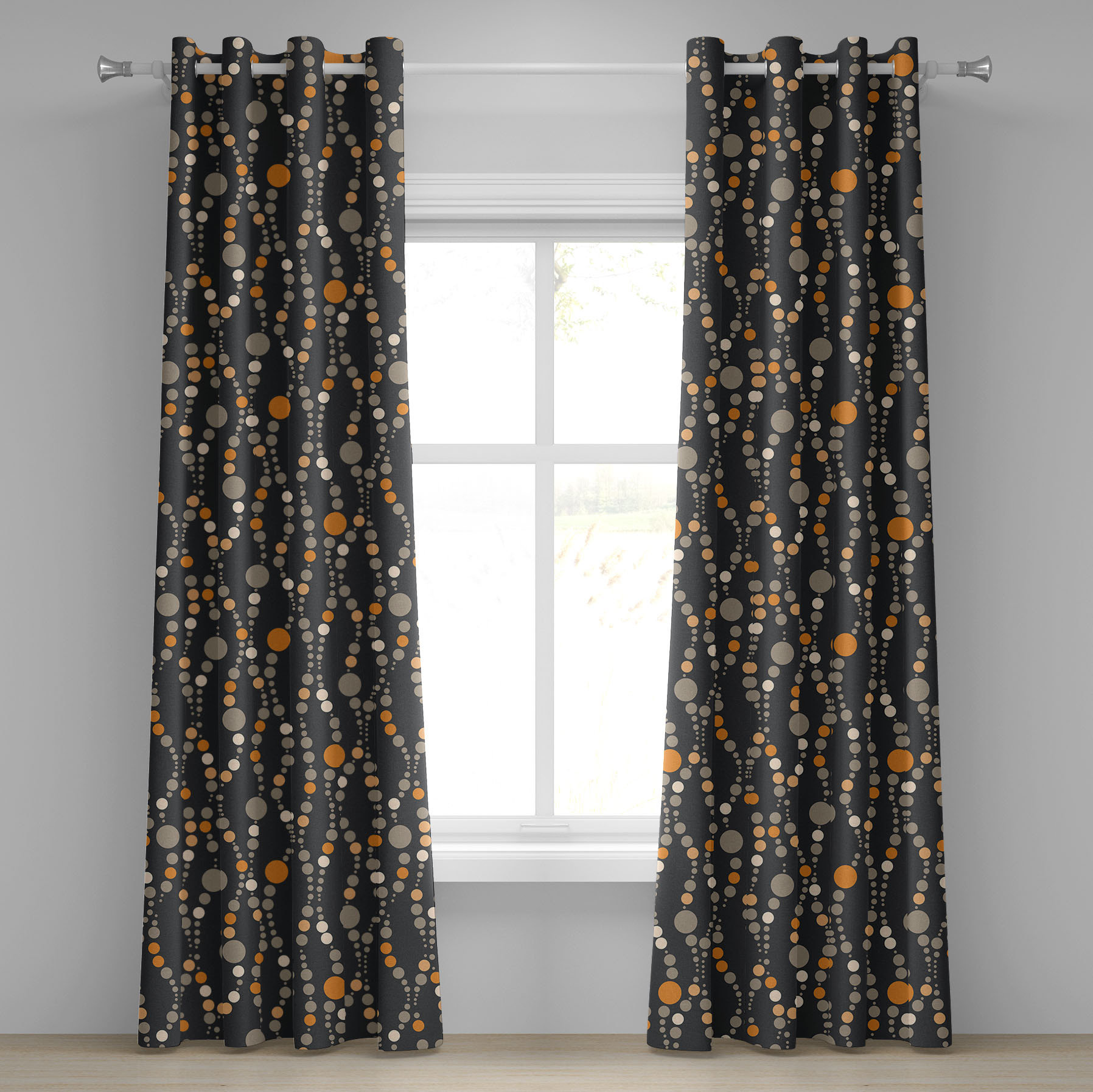 George Oliver Retro Grommet Curtain Groovy Dots Pattern Circles 50" x ...