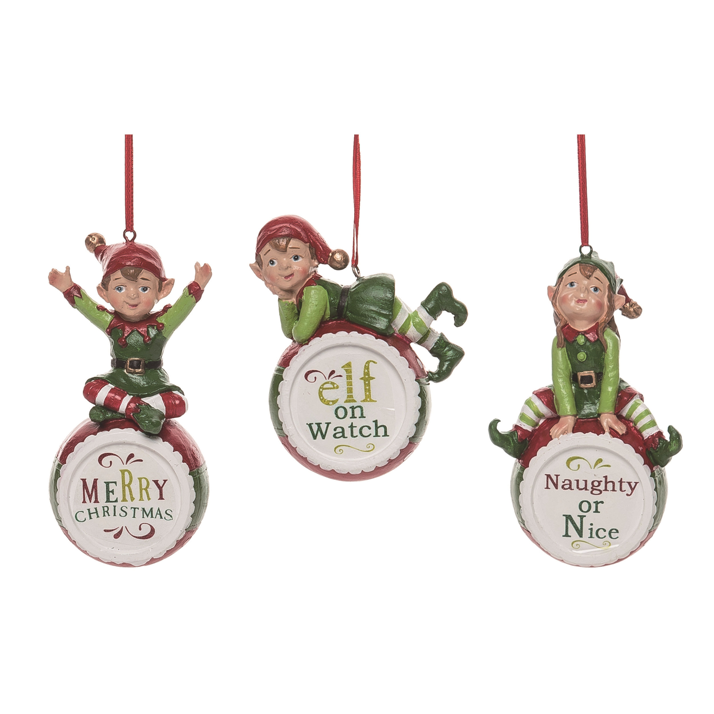Ophelia & Co. Resin Bright Elf Ornament Set of 3 Christmas Home ...