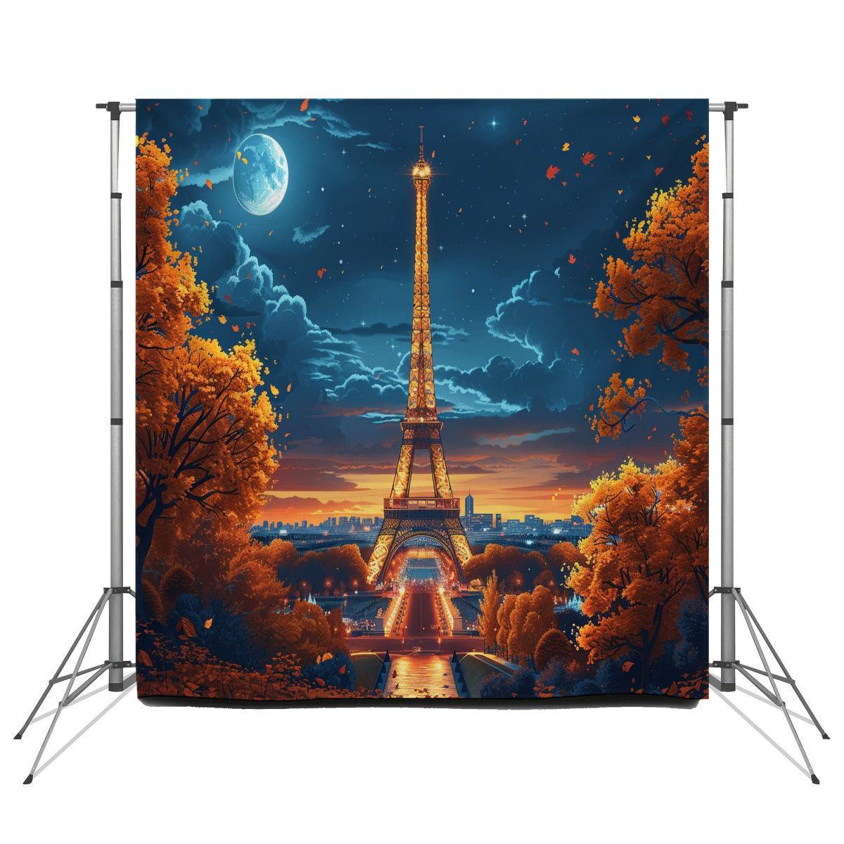 VisionDecor Eiffel Tower Backdrop Landmark Large Night View Photo ...