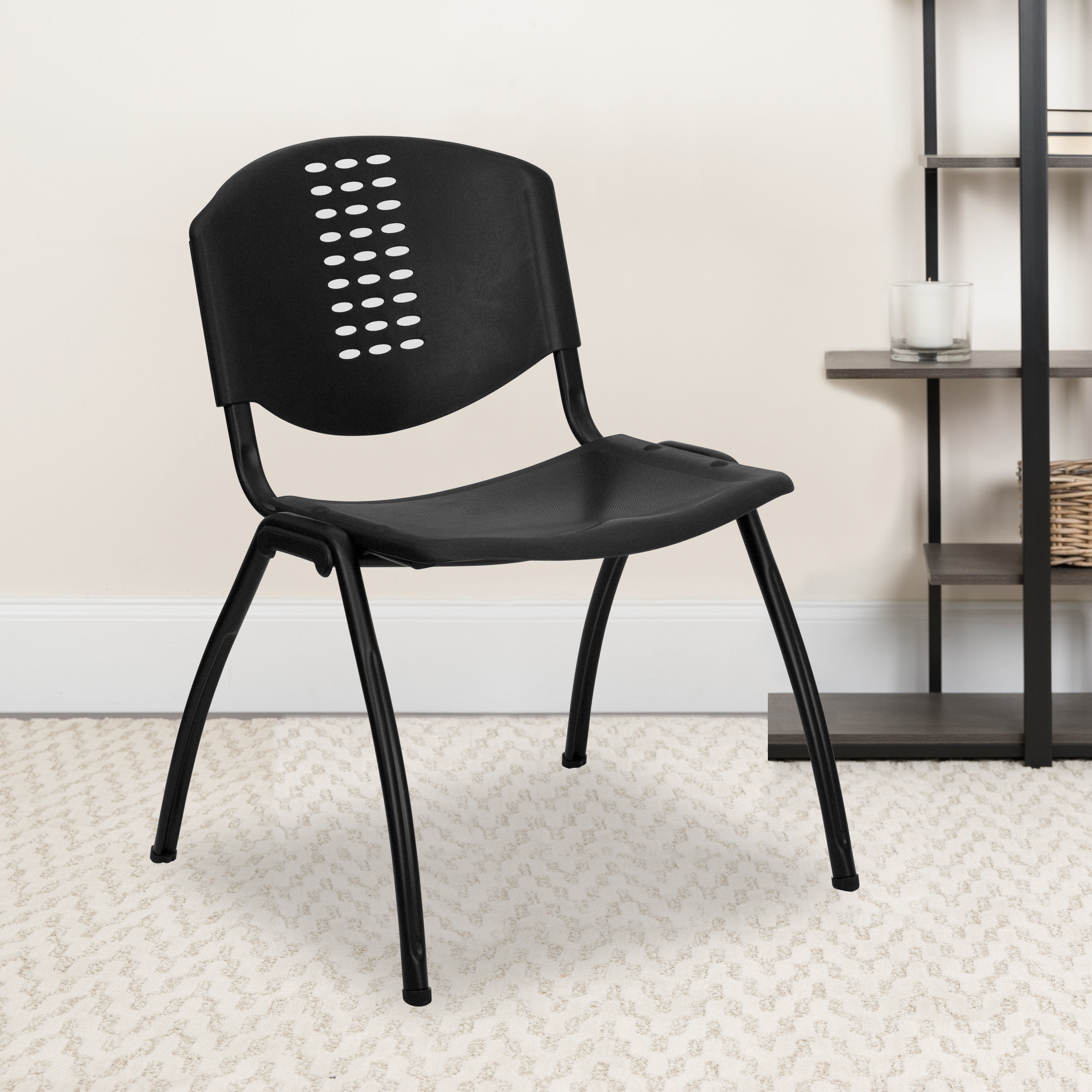 Flash Furniture Diego 880 lb. Rated Plastic Stack Chair - Oval Cutout ...