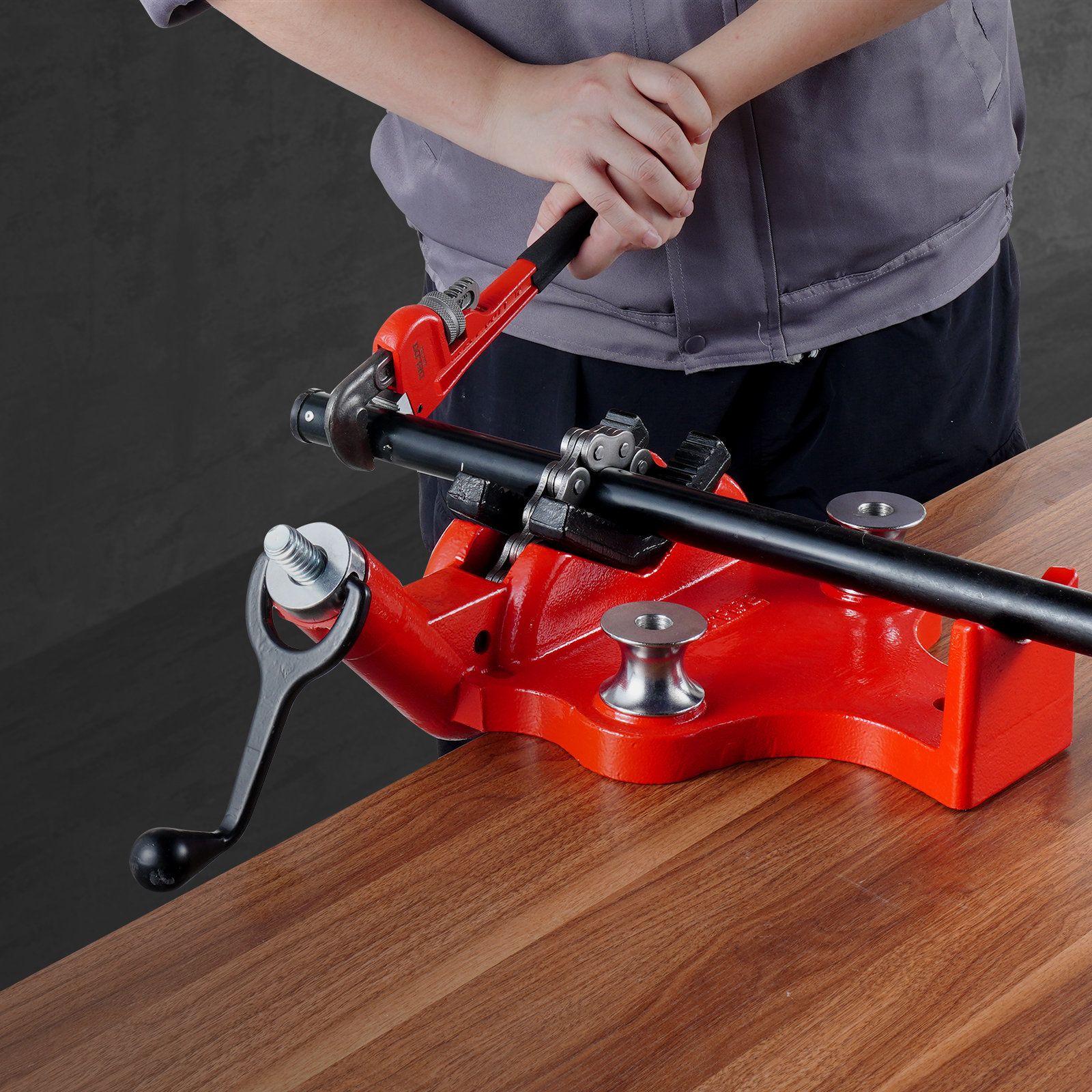 17 Stories Screw Bench Chain Vise 1/2 to 8 inch Capacity Heavy Duty ...