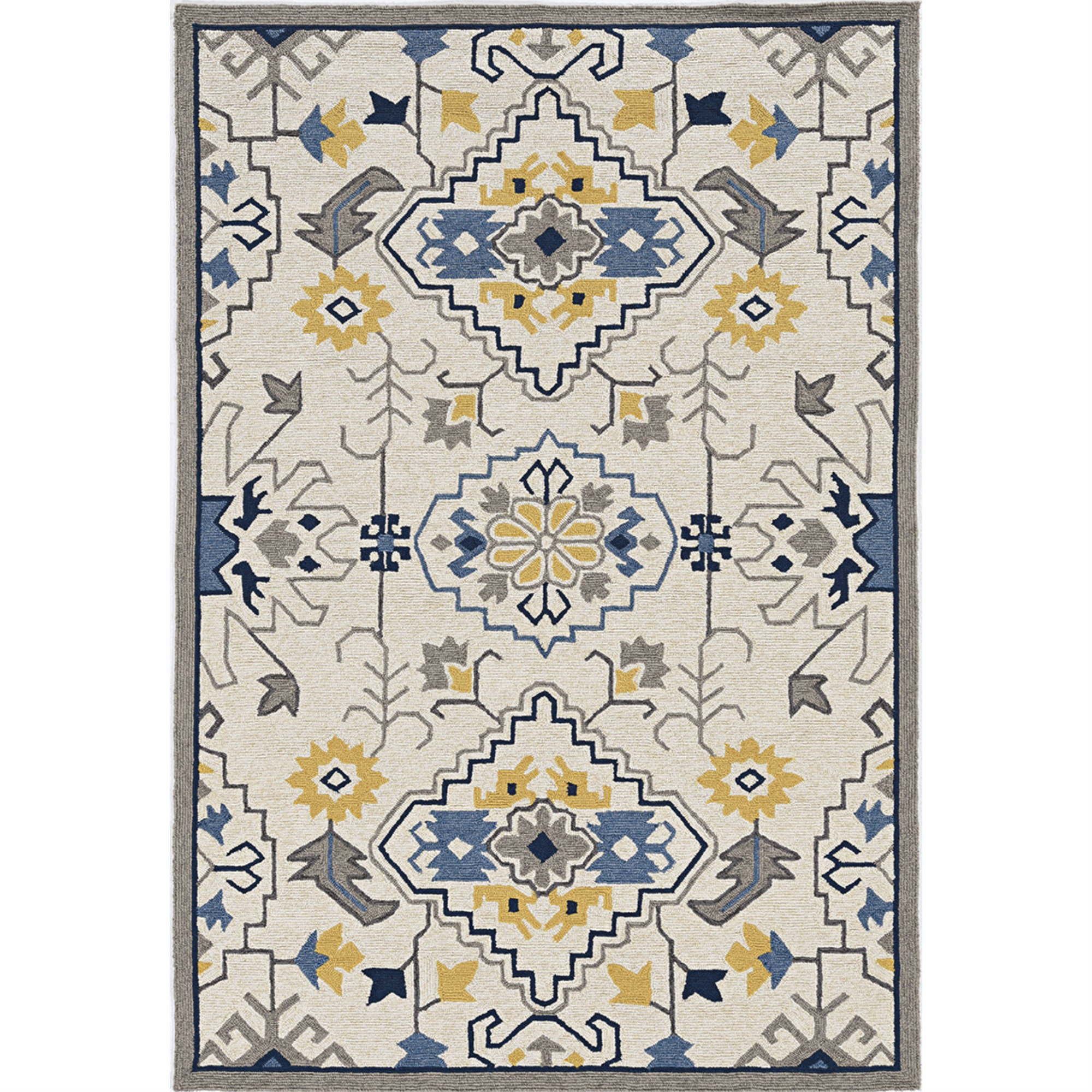 Charlton Home Edinburgh Oriental Handmade Hand Hooked Ivory/Blue/Gold ...